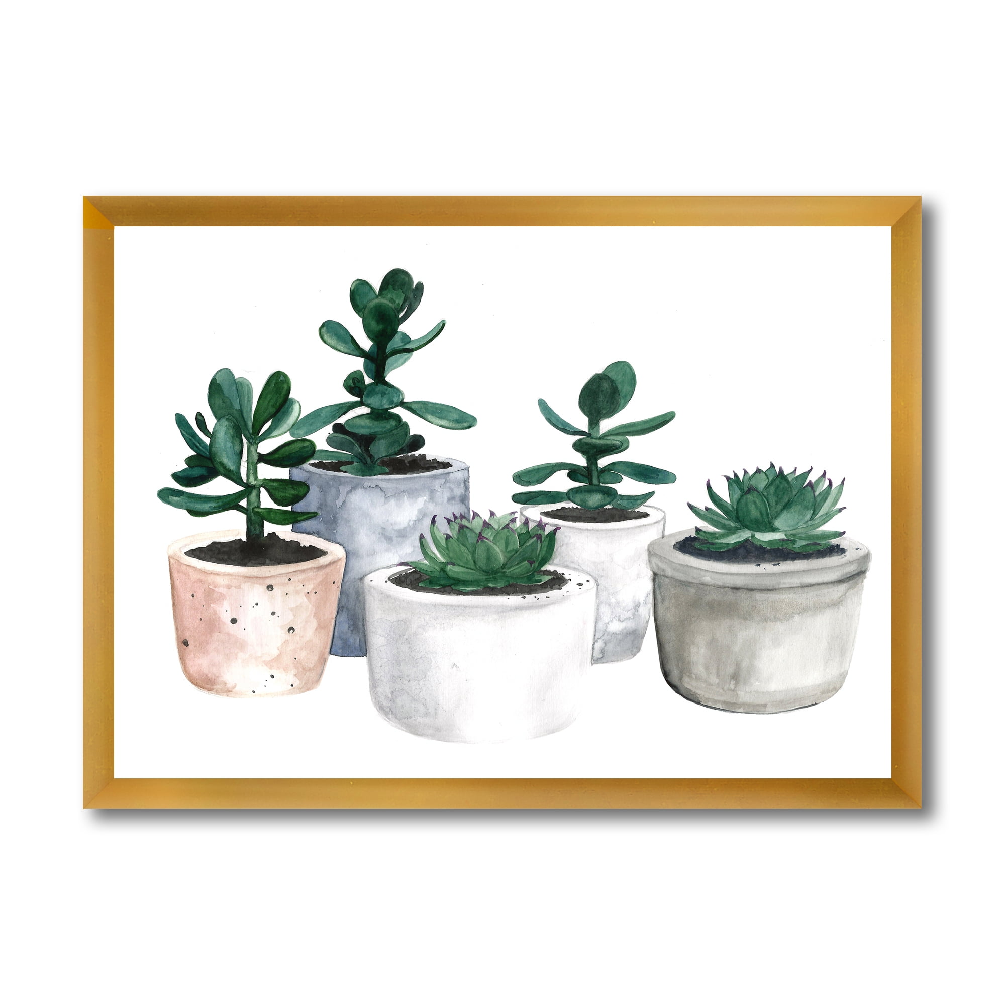 Designart 'Succulent and Cactus House Plants VI' Farmhouse Framed Art ...