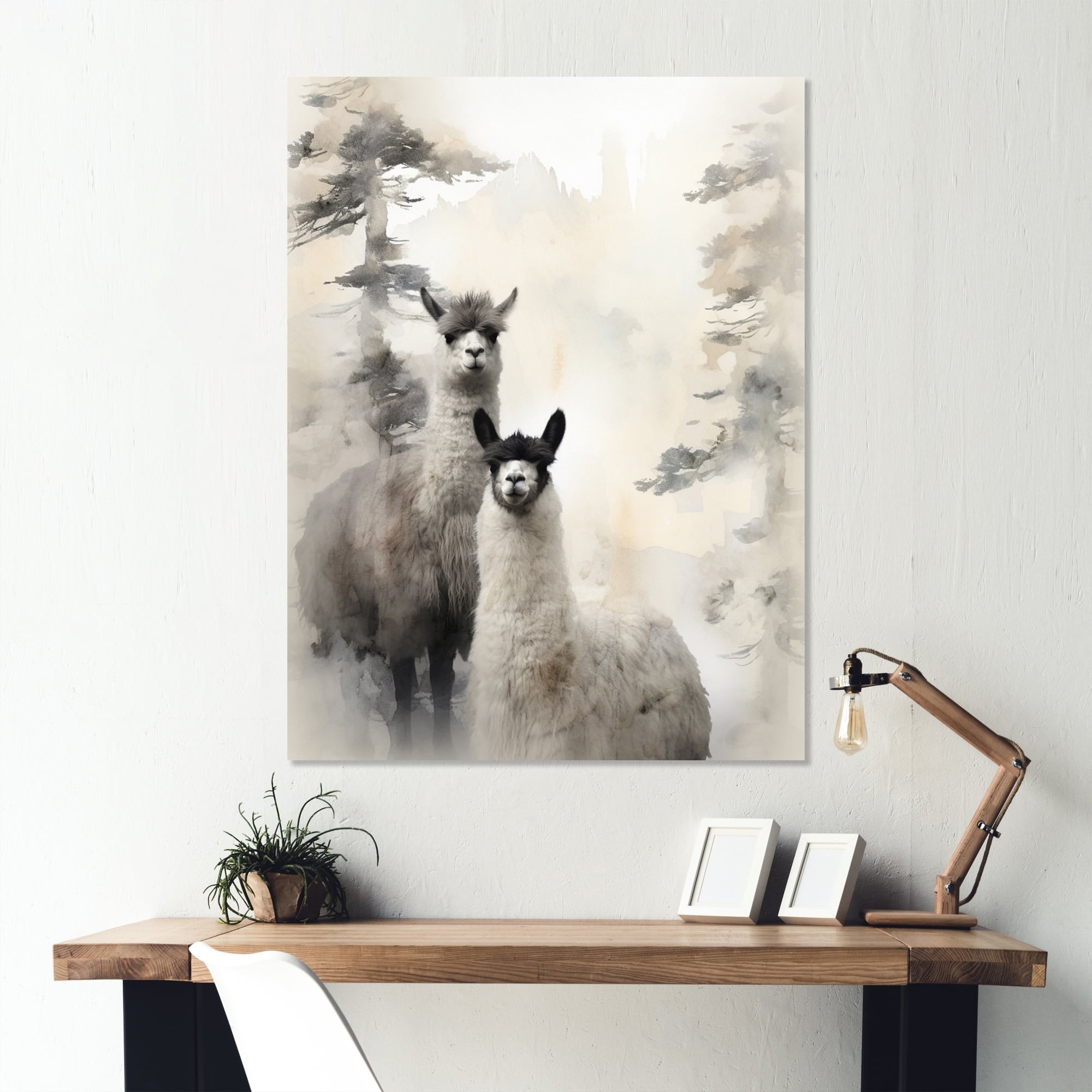 Designart "Sumi Art Featuring Asian Alpacas II" Alpaca Metal Wall Art - Walmart.com