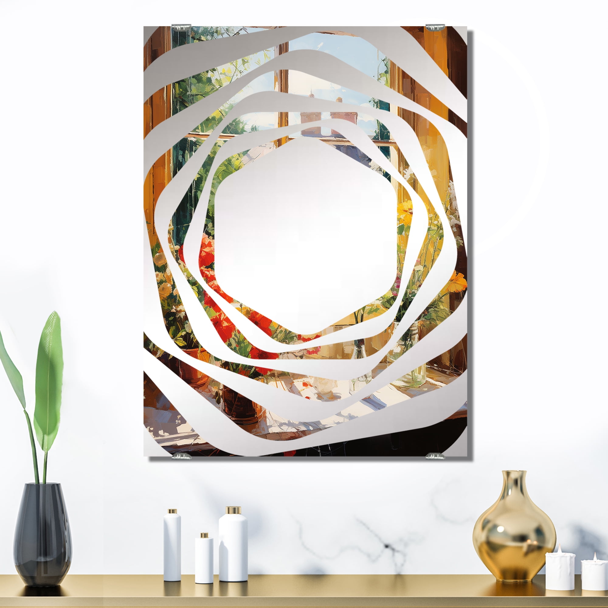 Designart "Summer Flowers from Farmhouse Windows III" Window Oversized ...