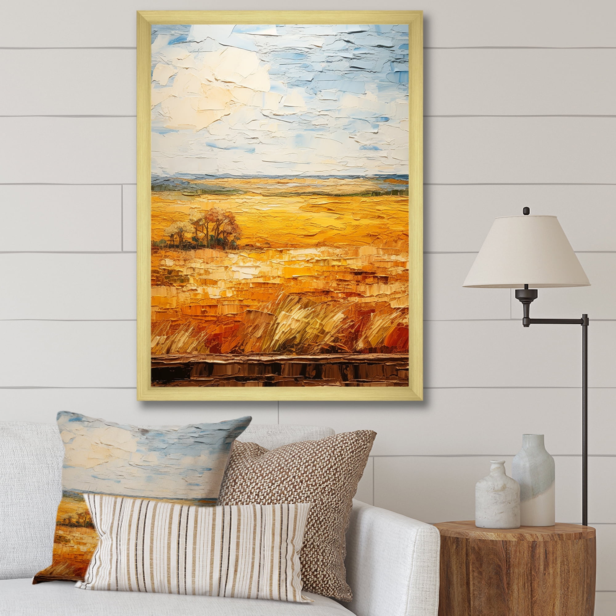 Designart "Summer Meadow View from Farmhouse Windows" Farm Framed Wall ...