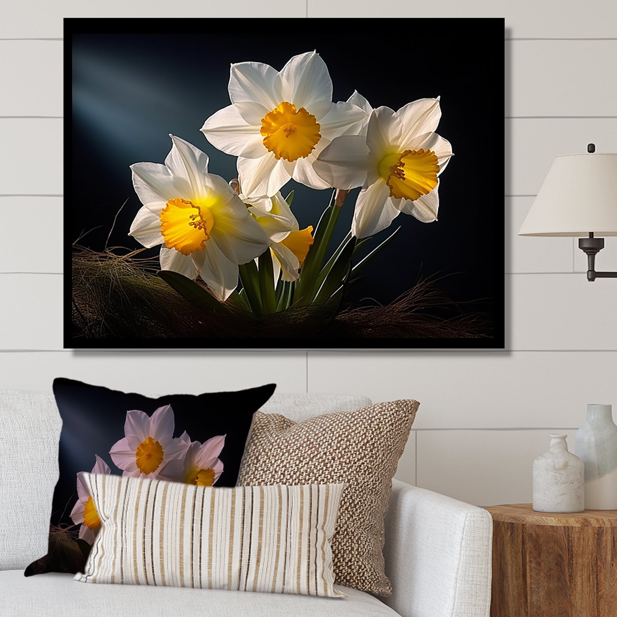 Designart "Sun-Kissed White And Yellow Daffodils" Daffodils Wall Decor ...