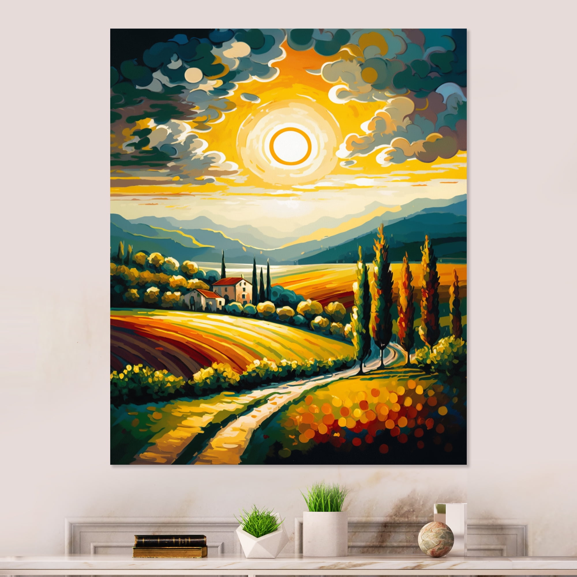 Designart "Sun Rays Through Clouds II" Landscape Mountains Metal Art ...