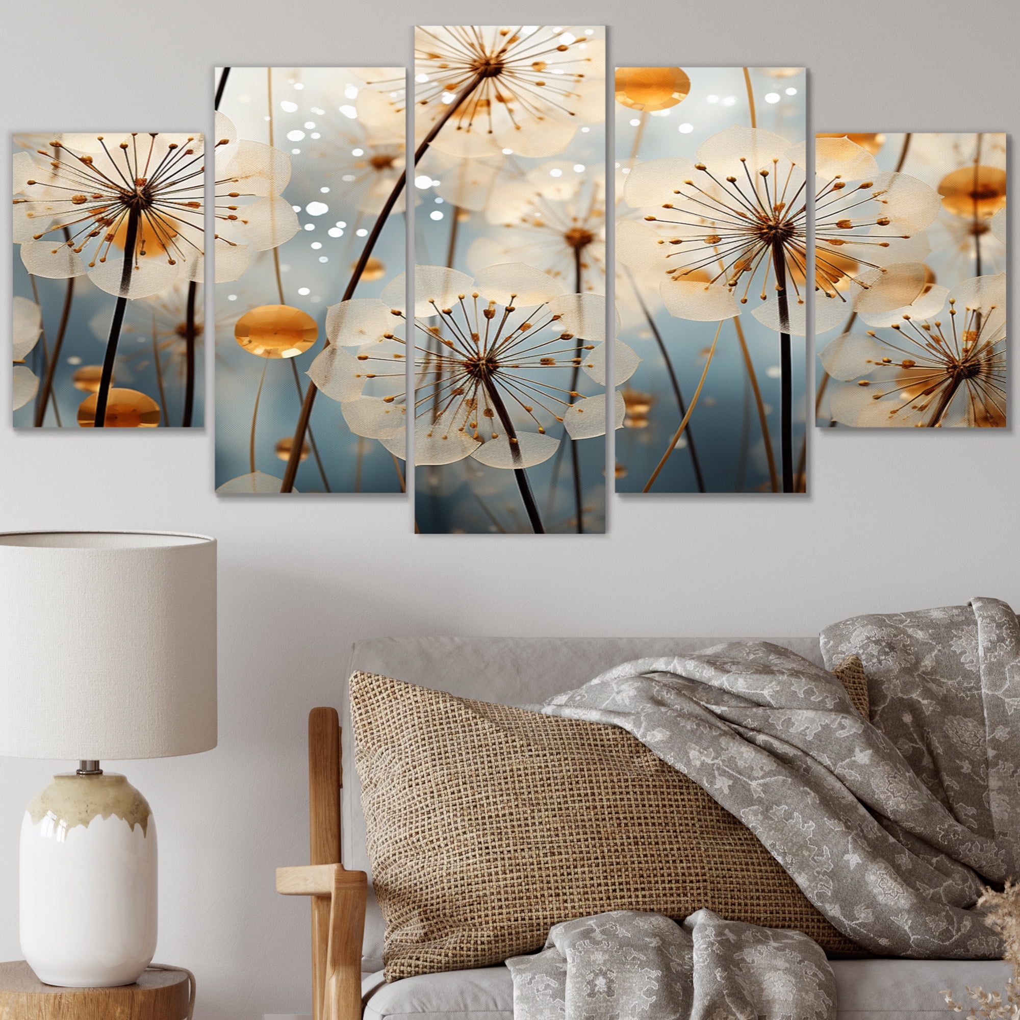 Designart "Sunbursts Through Dandelion s Lens II" Floral Metal Wall ...