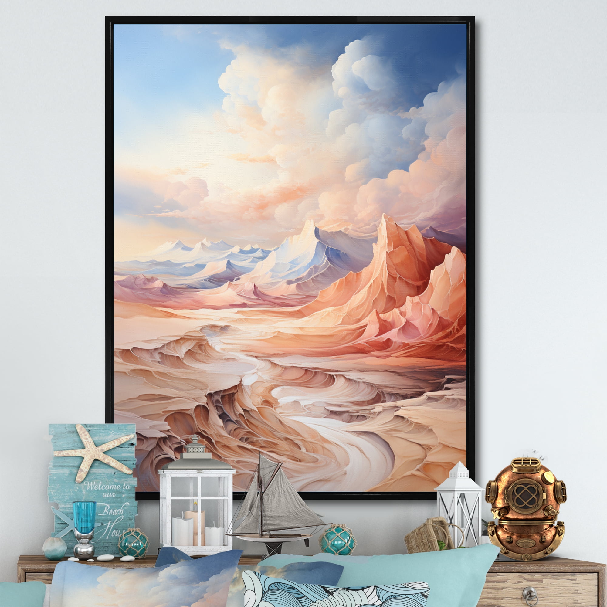 Designart "Sunkissed Sands Beach Photo II" Nautical & Beach Floater ...
