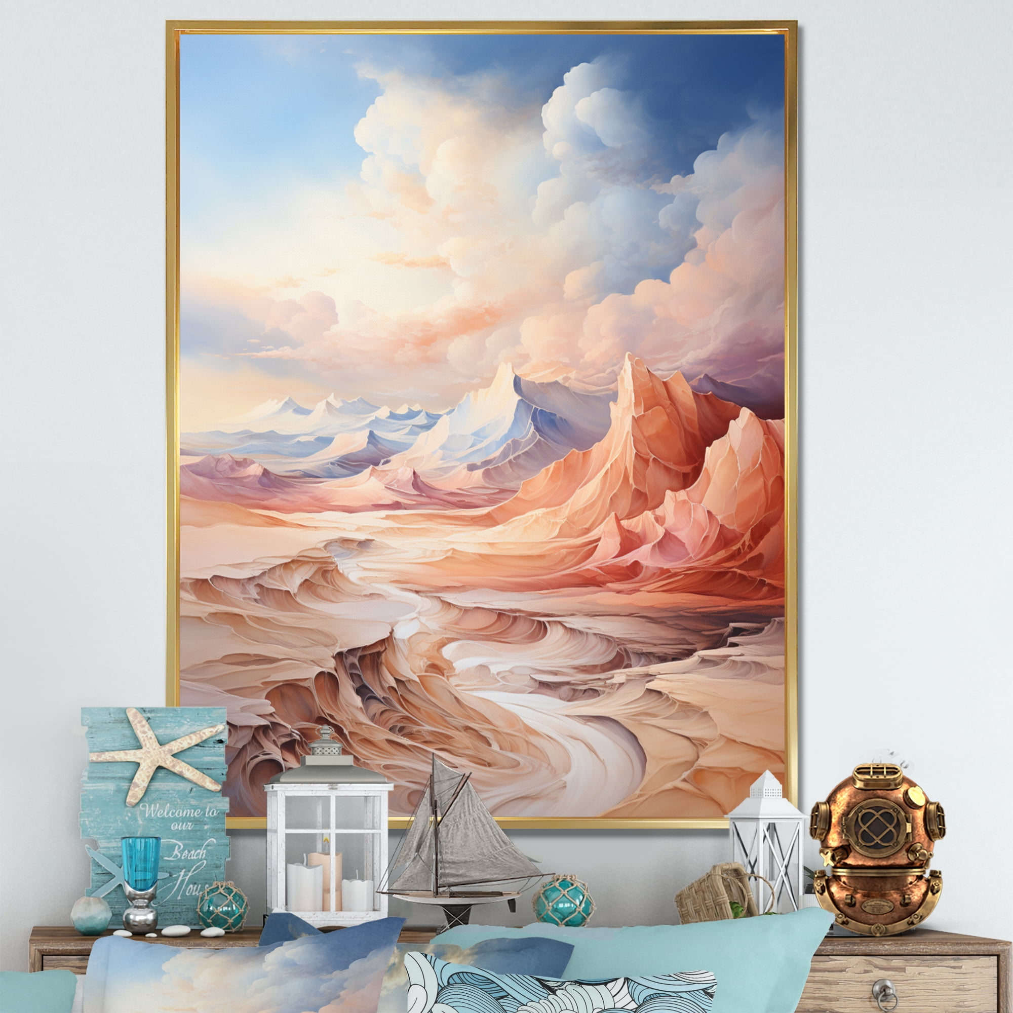 Designart "Sunkissed Sands Beach Photo II" Nautical & Beach Floater ...