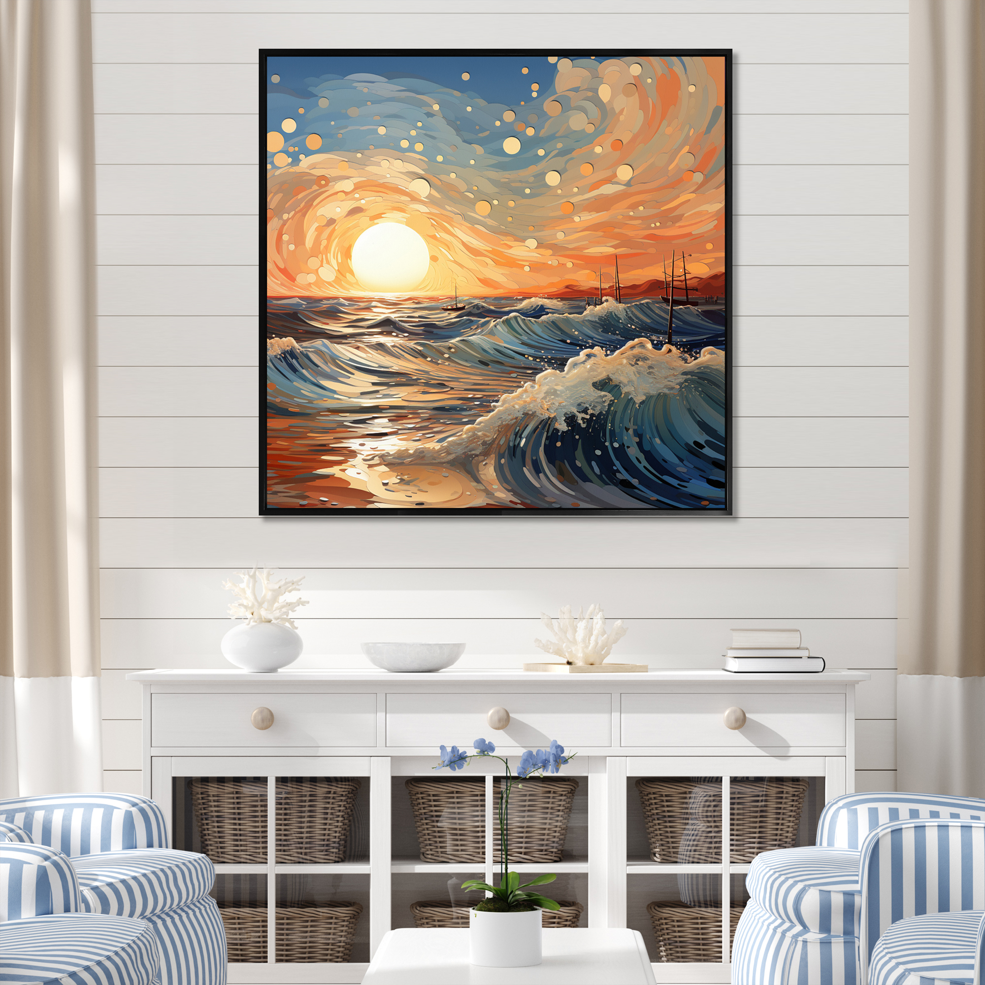Designart "Sunkissed Sands Beach Photo IV" Nautical & Beach Floater ...