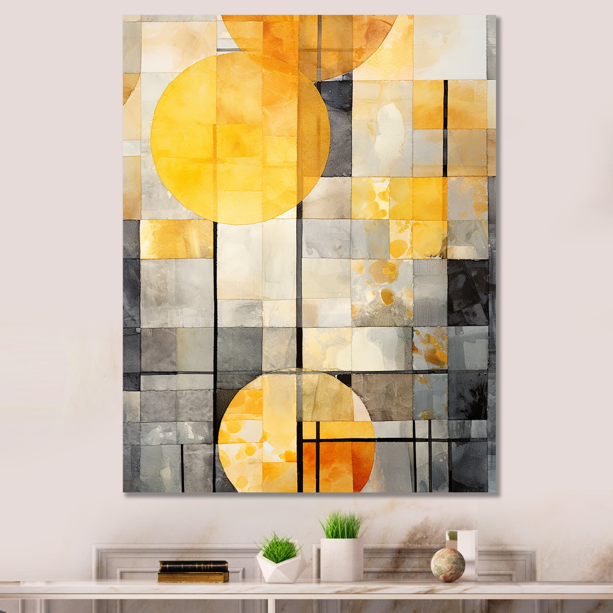Designart "Sunlight Collage with Yellow Solar Panels I" Abstract Canvas ...