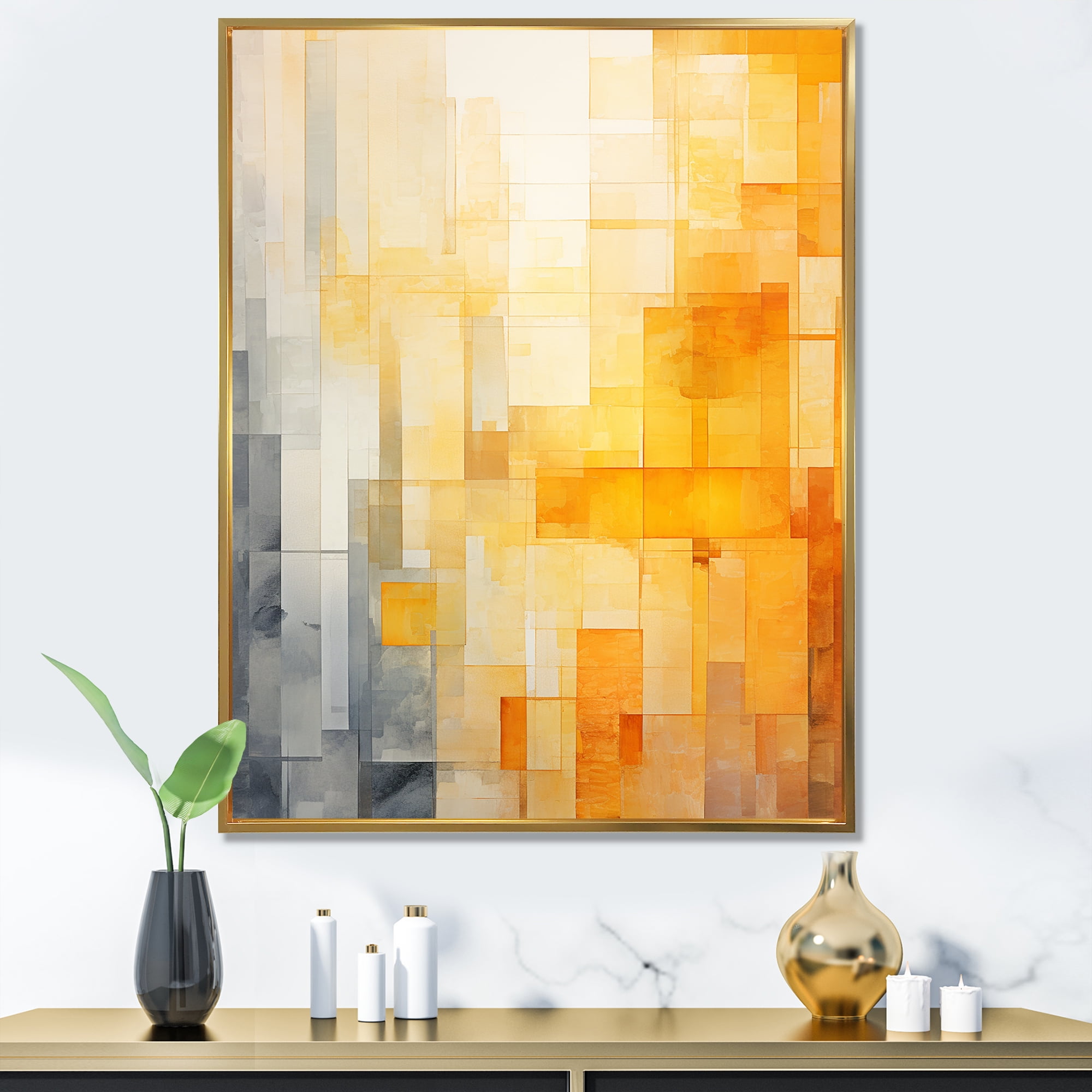 Designart "Sunlight Collage with Yellow Solar Panels III" Abstract ...