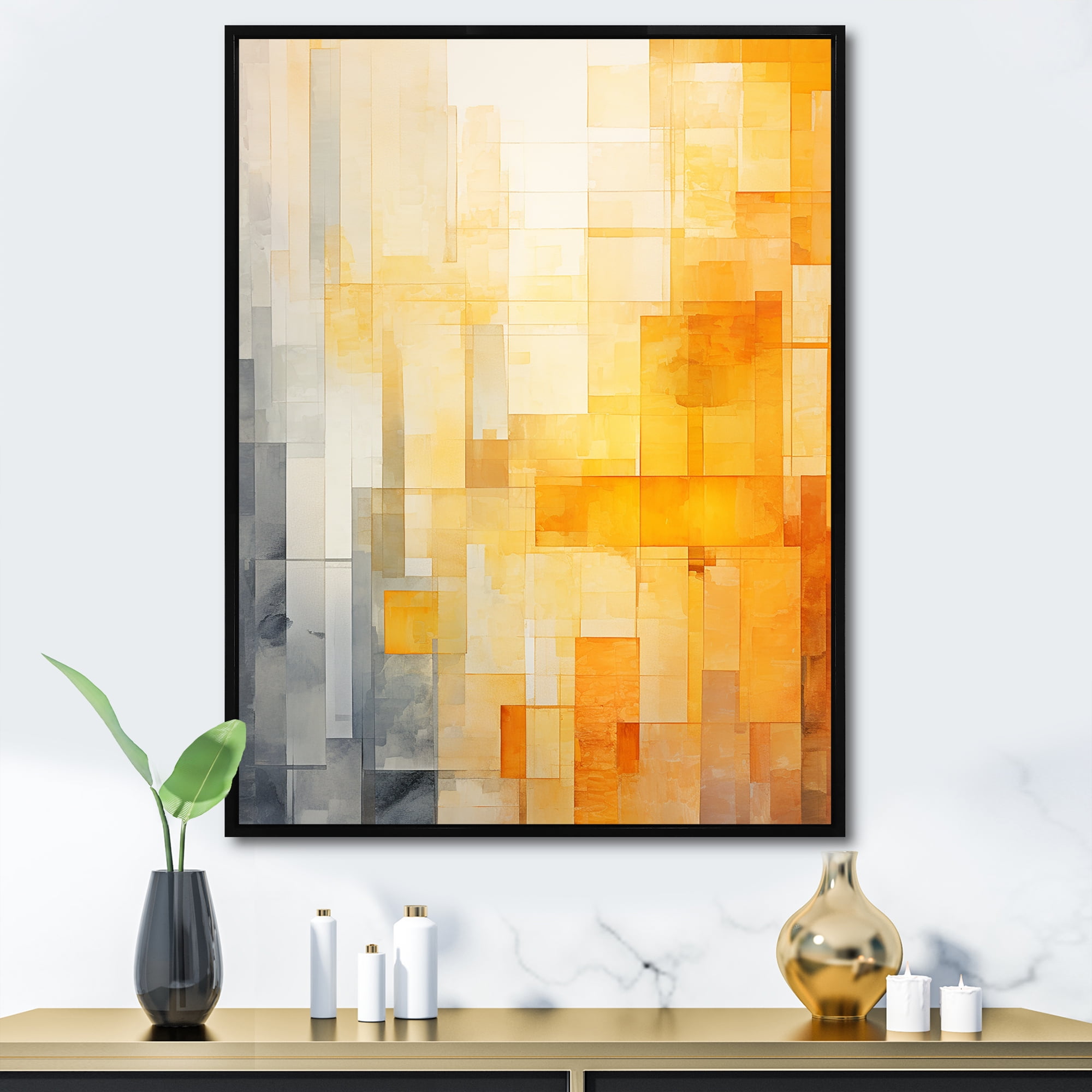 Designart "Sunlight Collage with Yellow Solar Panels III" Abstract ...