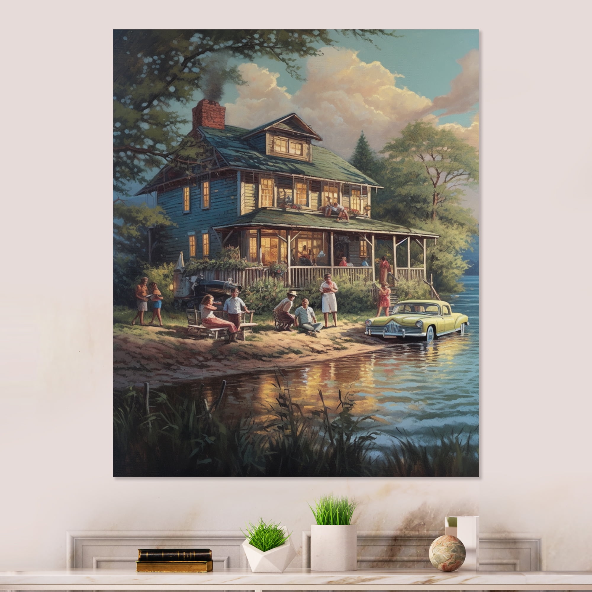 Designart "Sunlit Cottage Retreat I" Cottage Landscape Metal Art Living ...