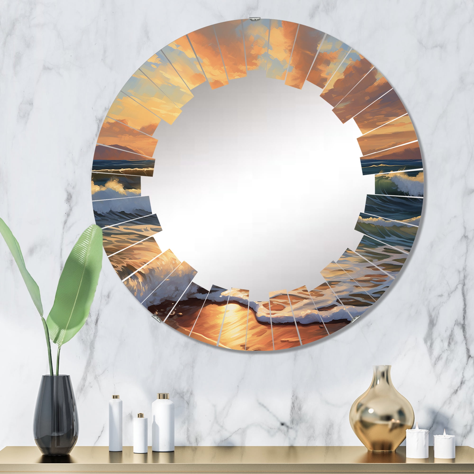Designart "Sunlit Horizons Beach Photo VI" Nautical & Beach Round Wall ...