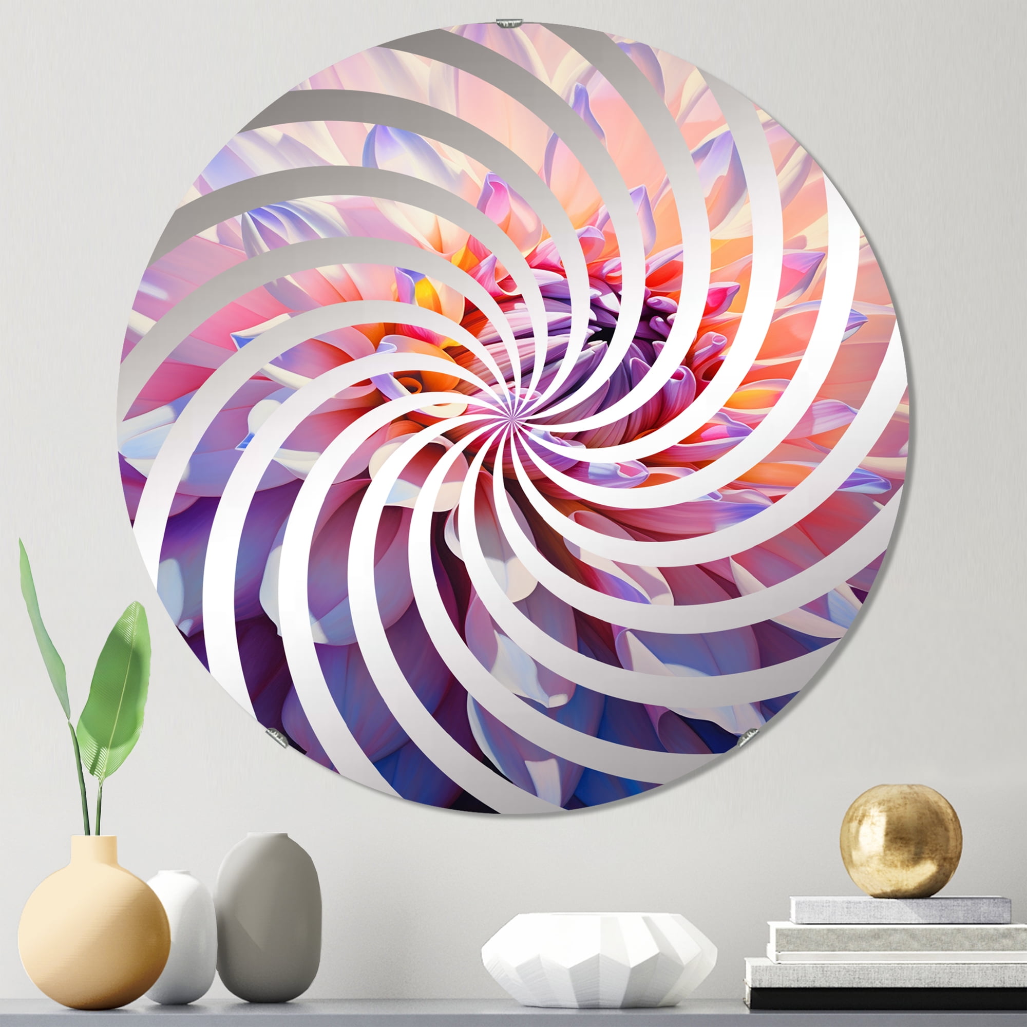 Designart "Sunrise's Violet Dahlia Elegance I" Dahlia Vortex Round Wall ...