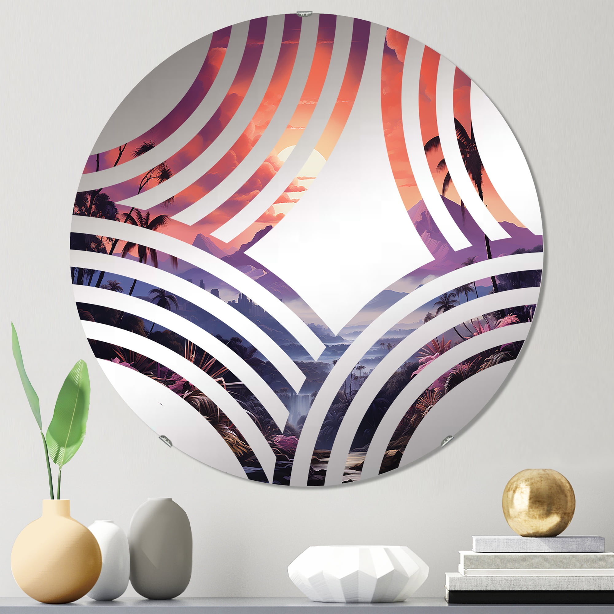 Designart "Sunset Abstract with Hawaii Palm Tree" Palms & Palm Trees ...