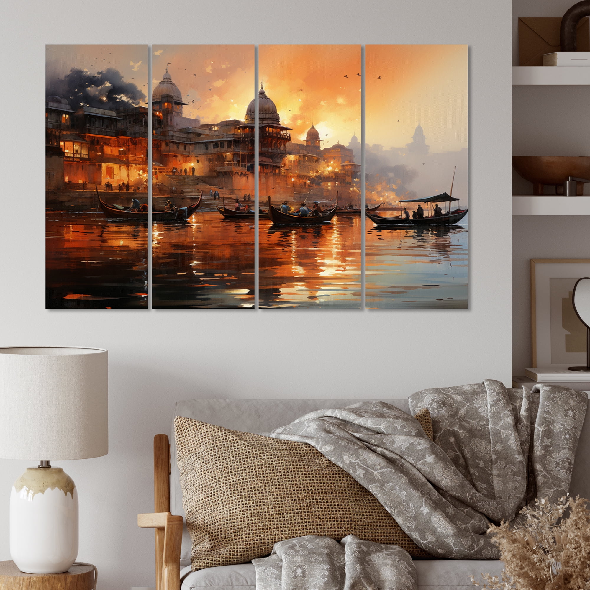 Designart "Sunset At Indian Art wall art" Indian Metal Wall Art Set ...