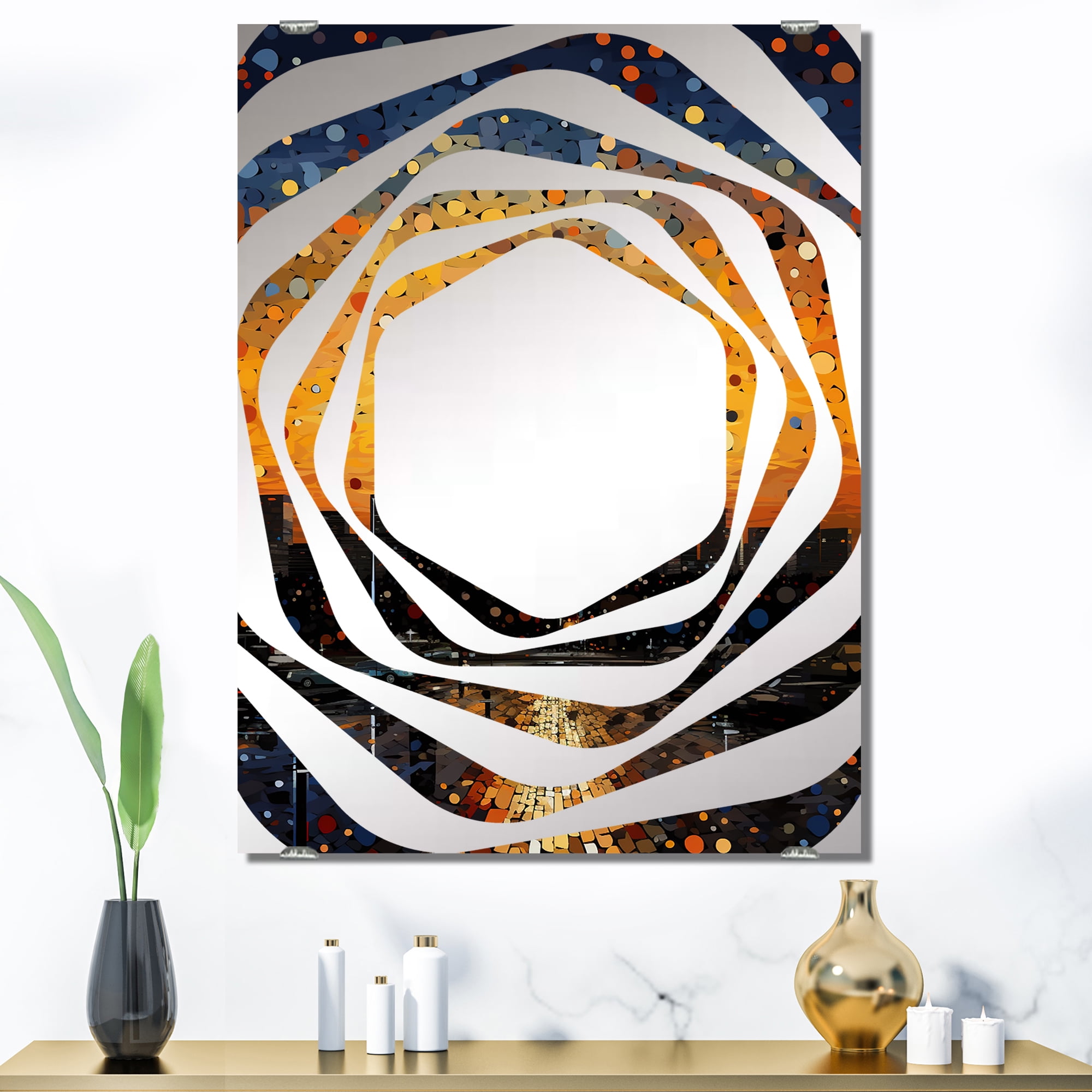 Designart "Sunset Cityscape Art Deco" City Buildings Oversized Wall ...