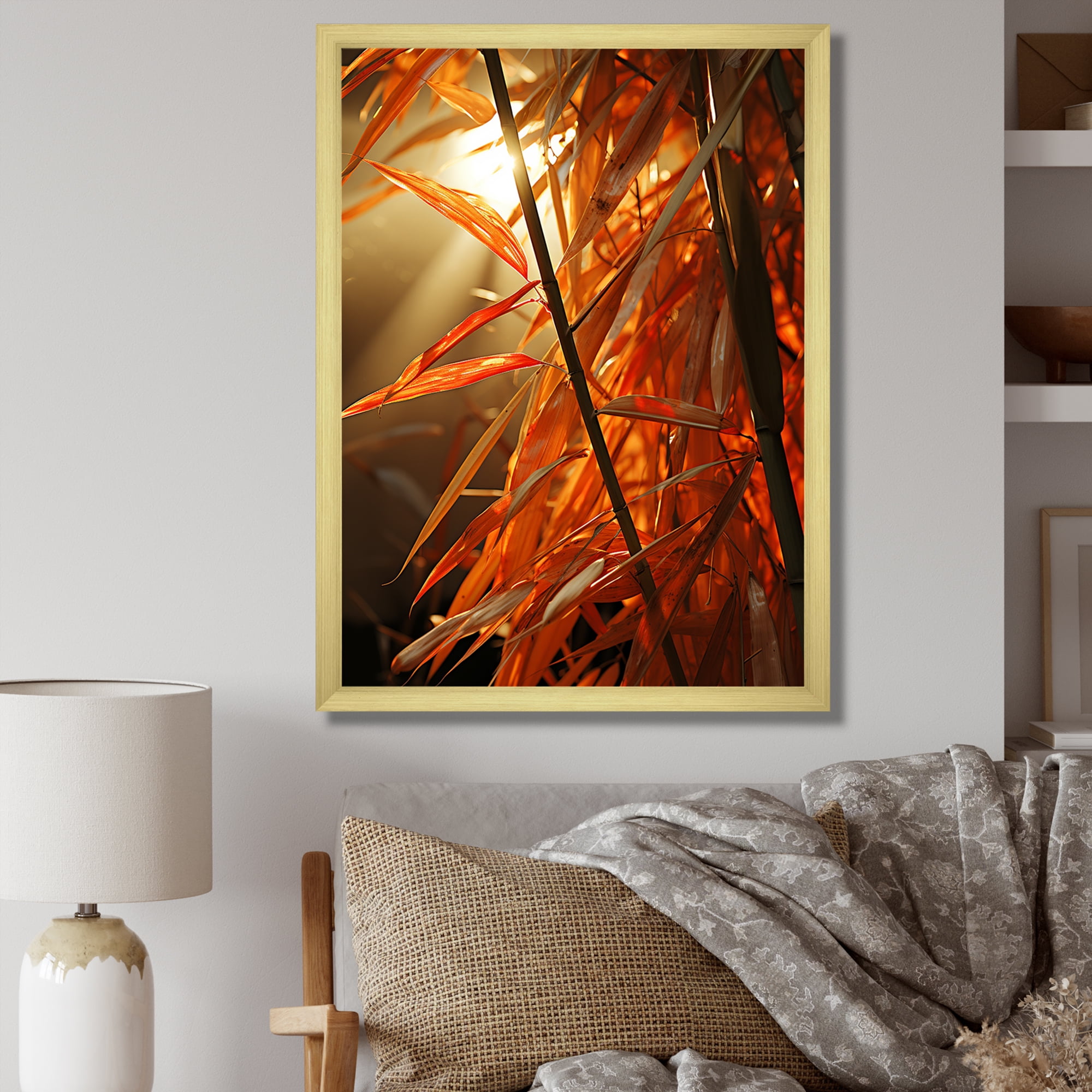 Designart "Sunset Photography With Bamboo II" Bamboo Picture Framed ...