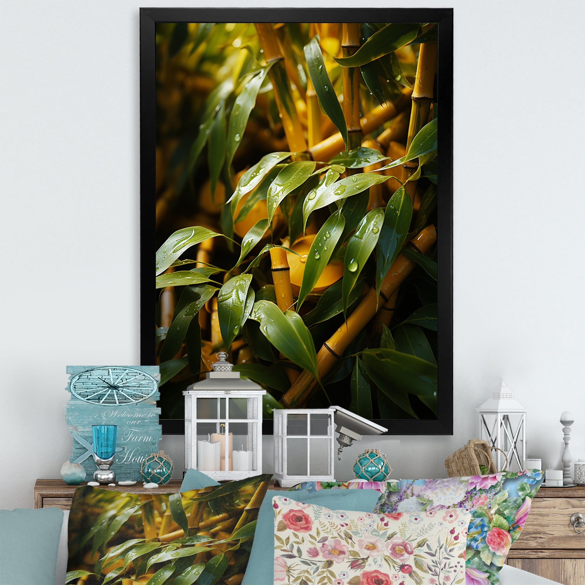 Designart "Sunset Photography With Bamboo IV" Bamboo Picture Framed ...