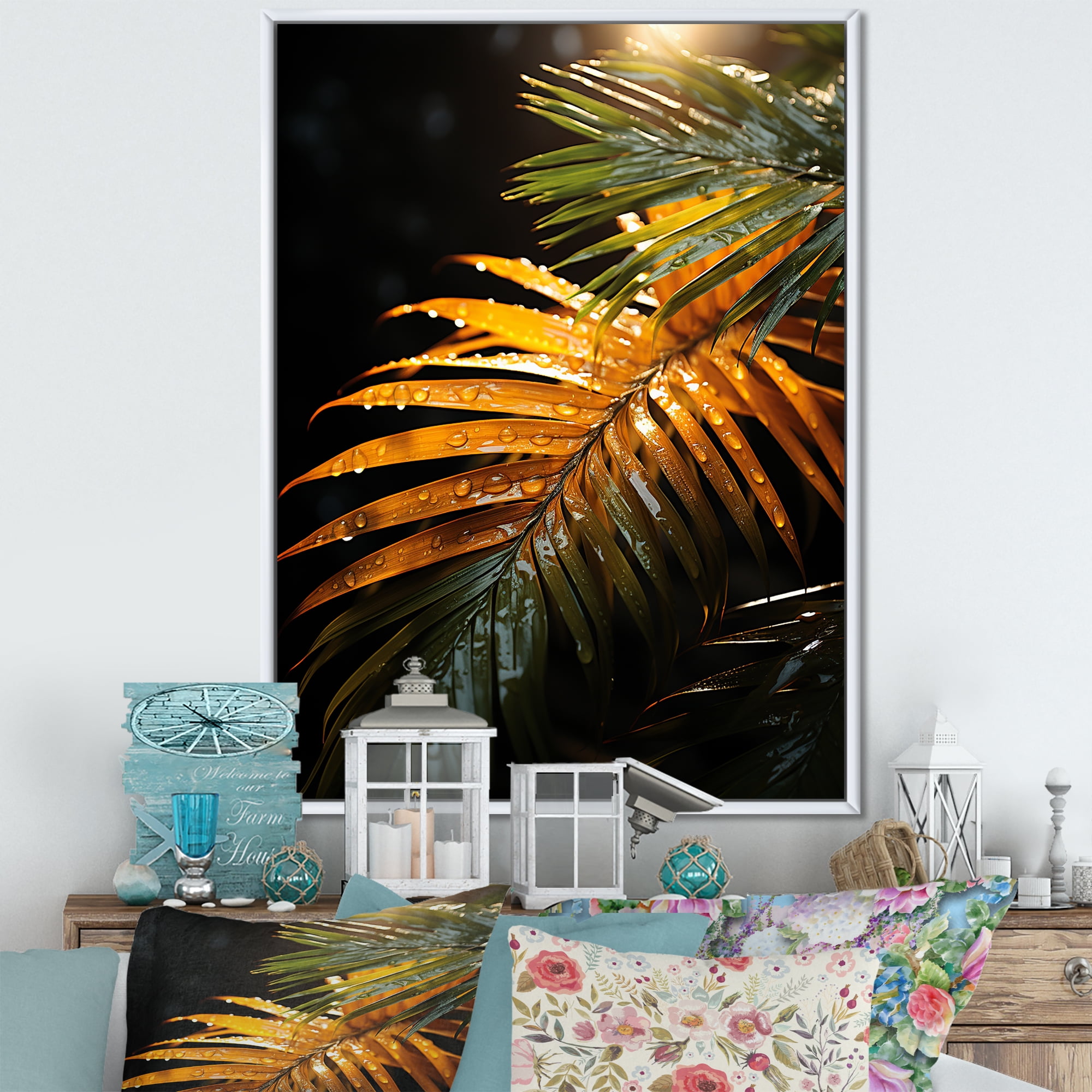Designart "Sunset'S Tropical Palm Tree Leaves III" Palms & Palm Trees ...