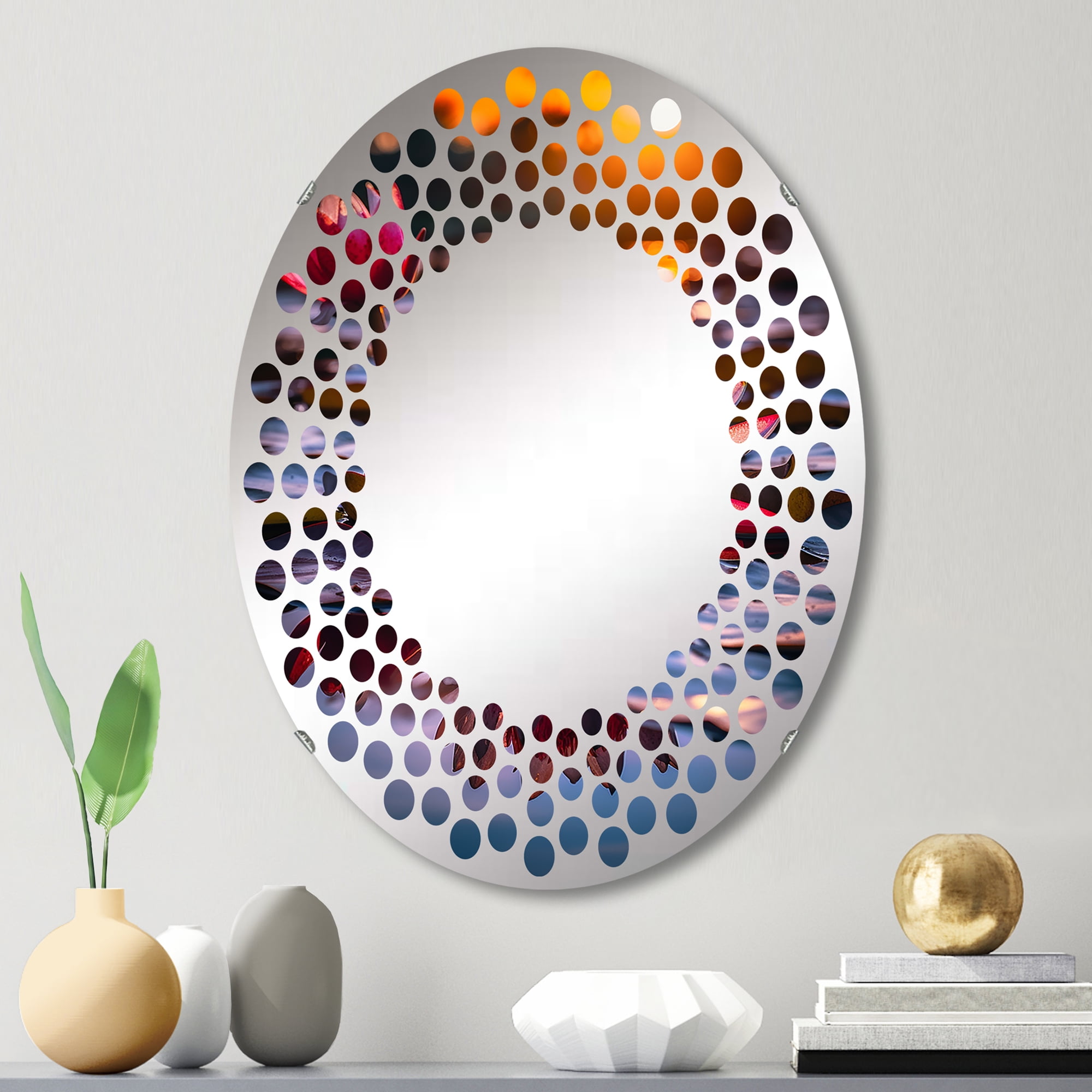 Designart "Sunset Serenity Lotus Pond" Lotus Polka Dot Round Wall ...