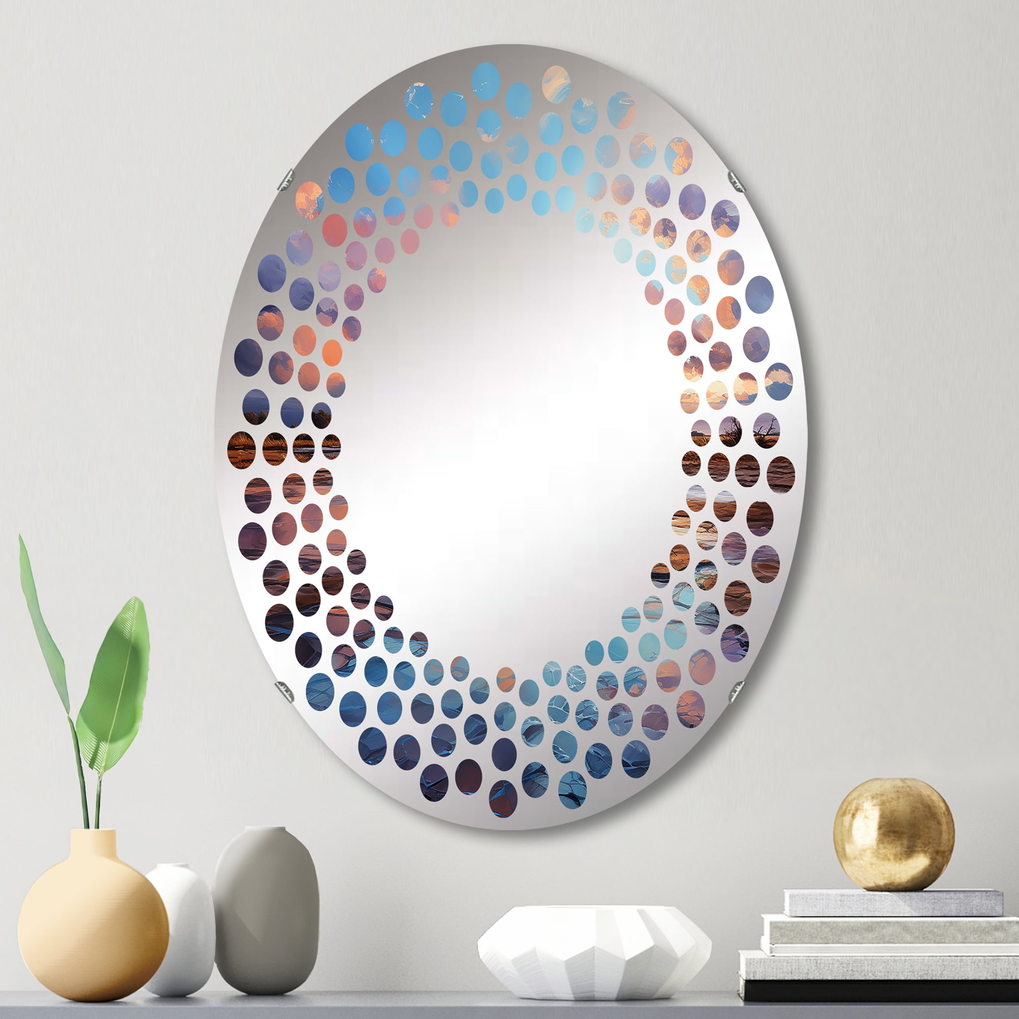 Designart "Sunset Sky in Charming Dessert Tones II" Sky Polka Dot Round ...