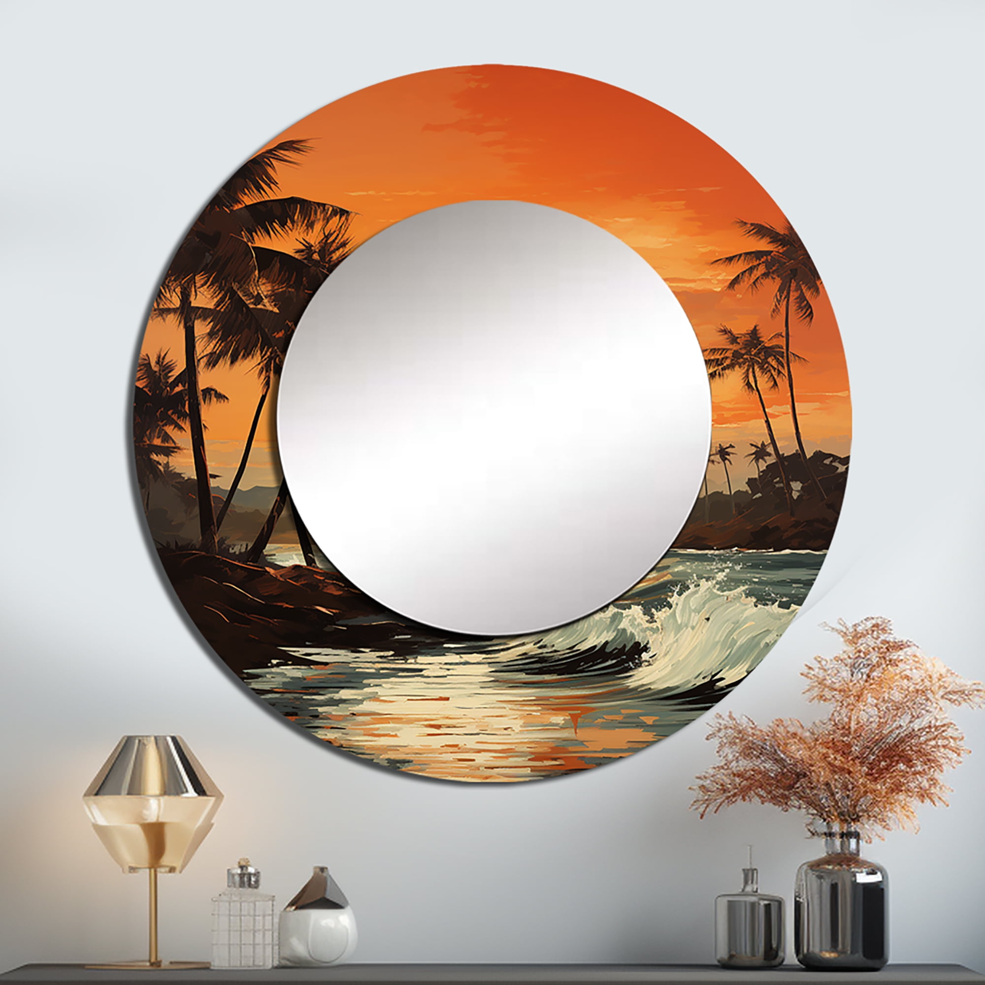 Designart "Sunset Tranquility In Tropical Twilight" Palms & Palm Trees ...