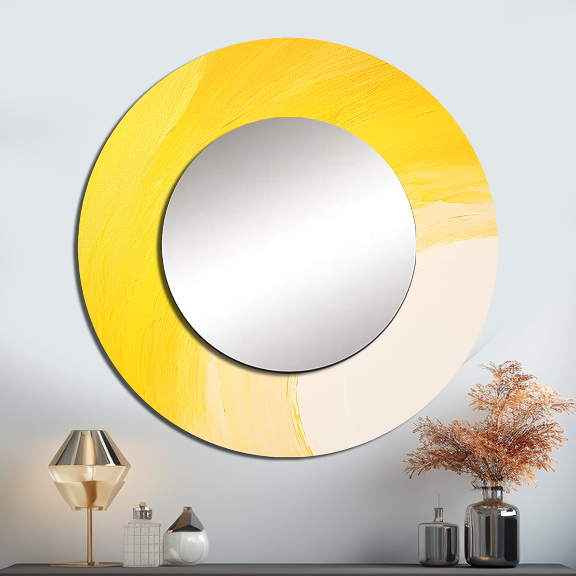 Designart "Sunshine Arc" Rainbow Rund Mirror For Wall Decor - Large ...