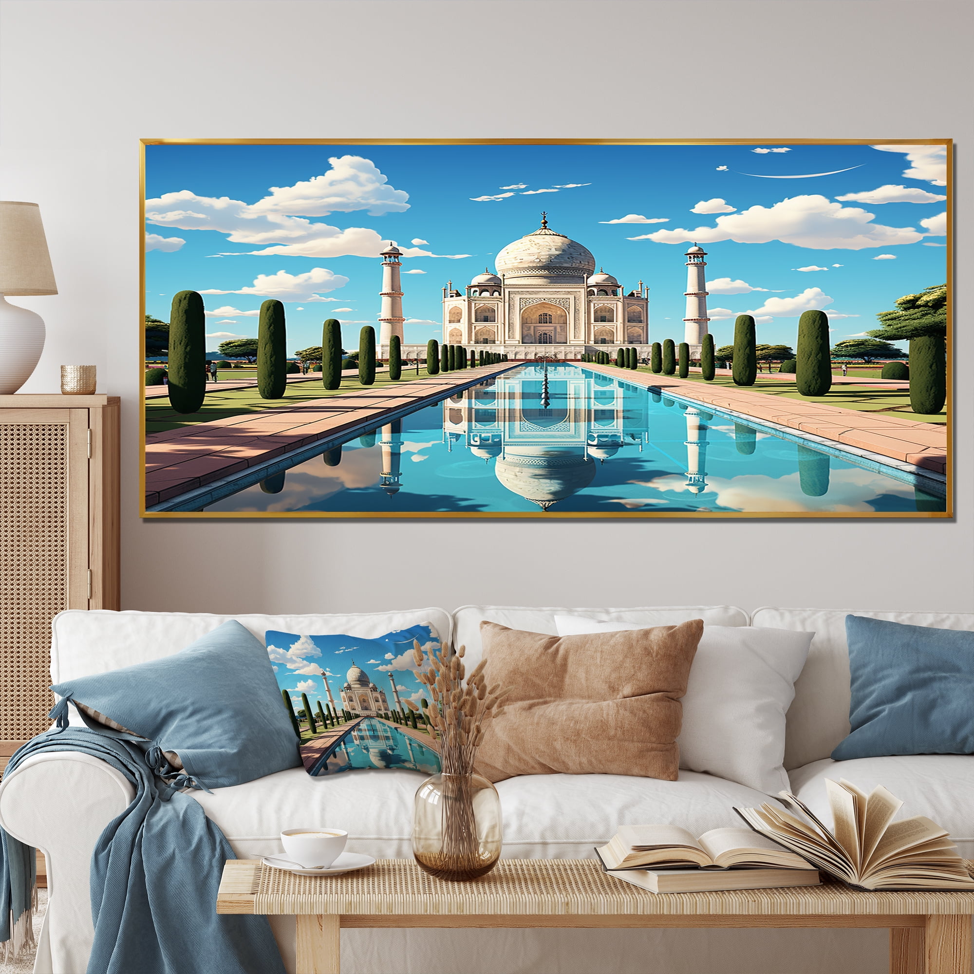 Designart "Sunshine over Taj Mahal Indian Art" Extra Large People ...