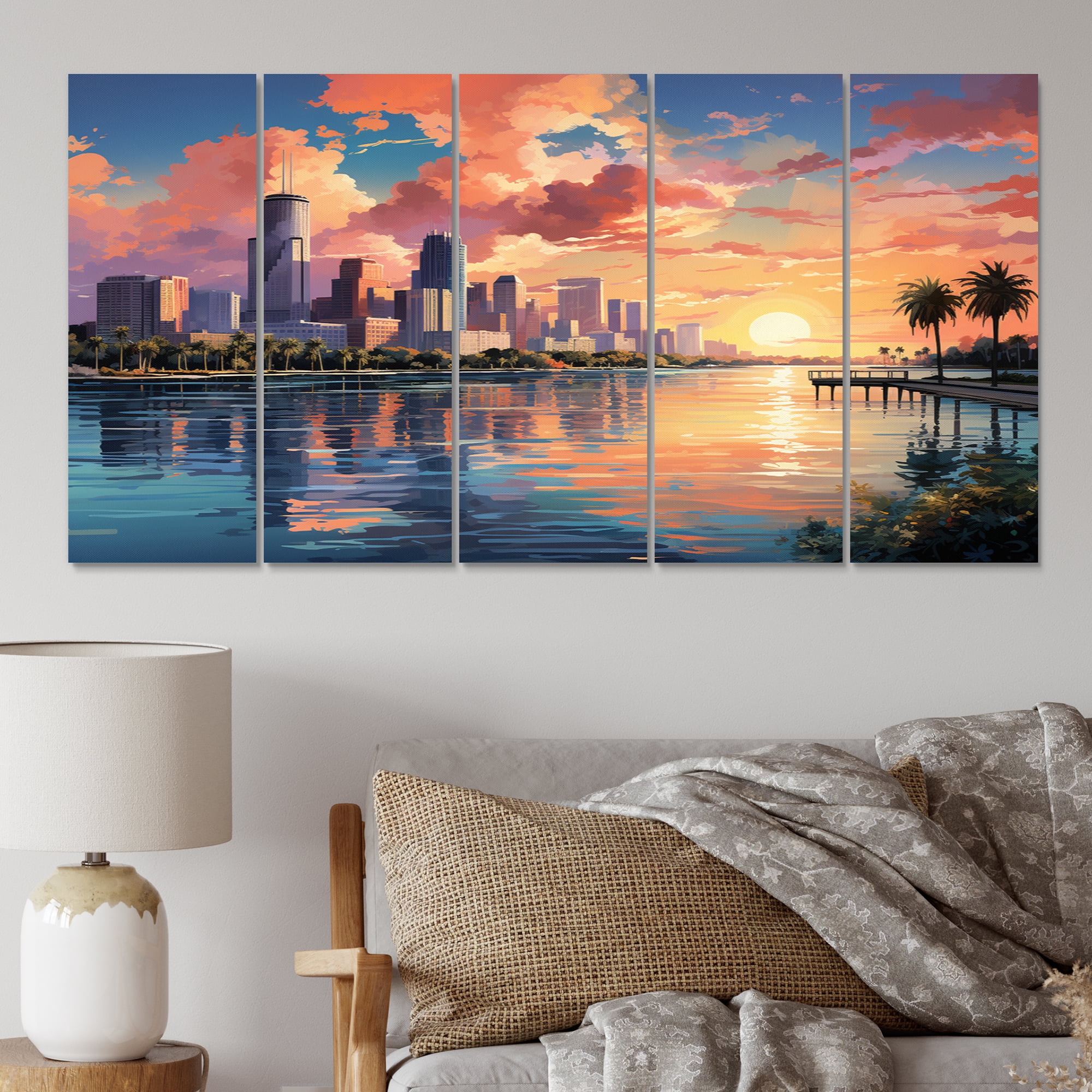 Designart "Sunshines State Miami Tropical Vibes IV" Florida Metal Wall ...