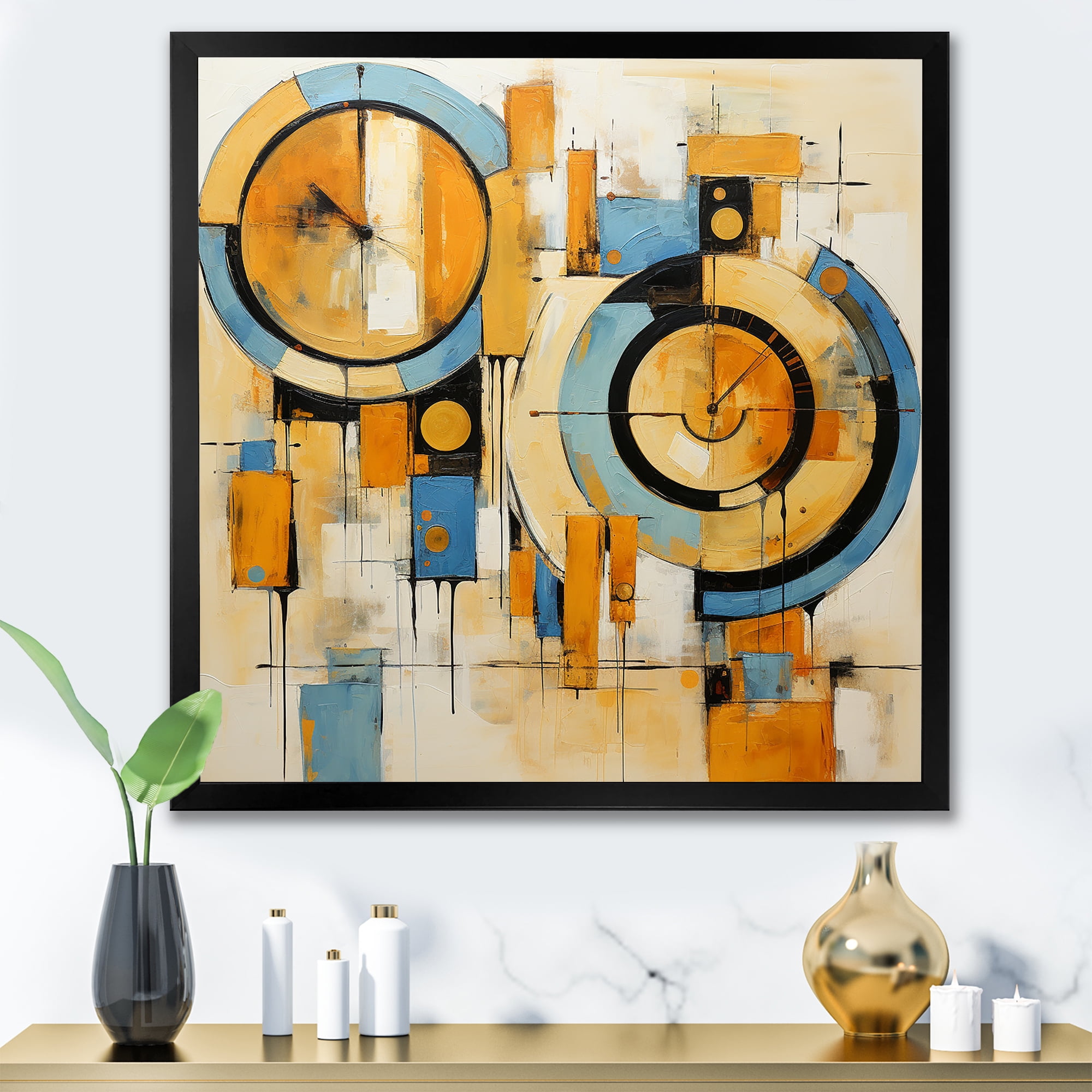 Designart "Supreme Blue Abstract Dimensions II" Abstract Framed Wall ...