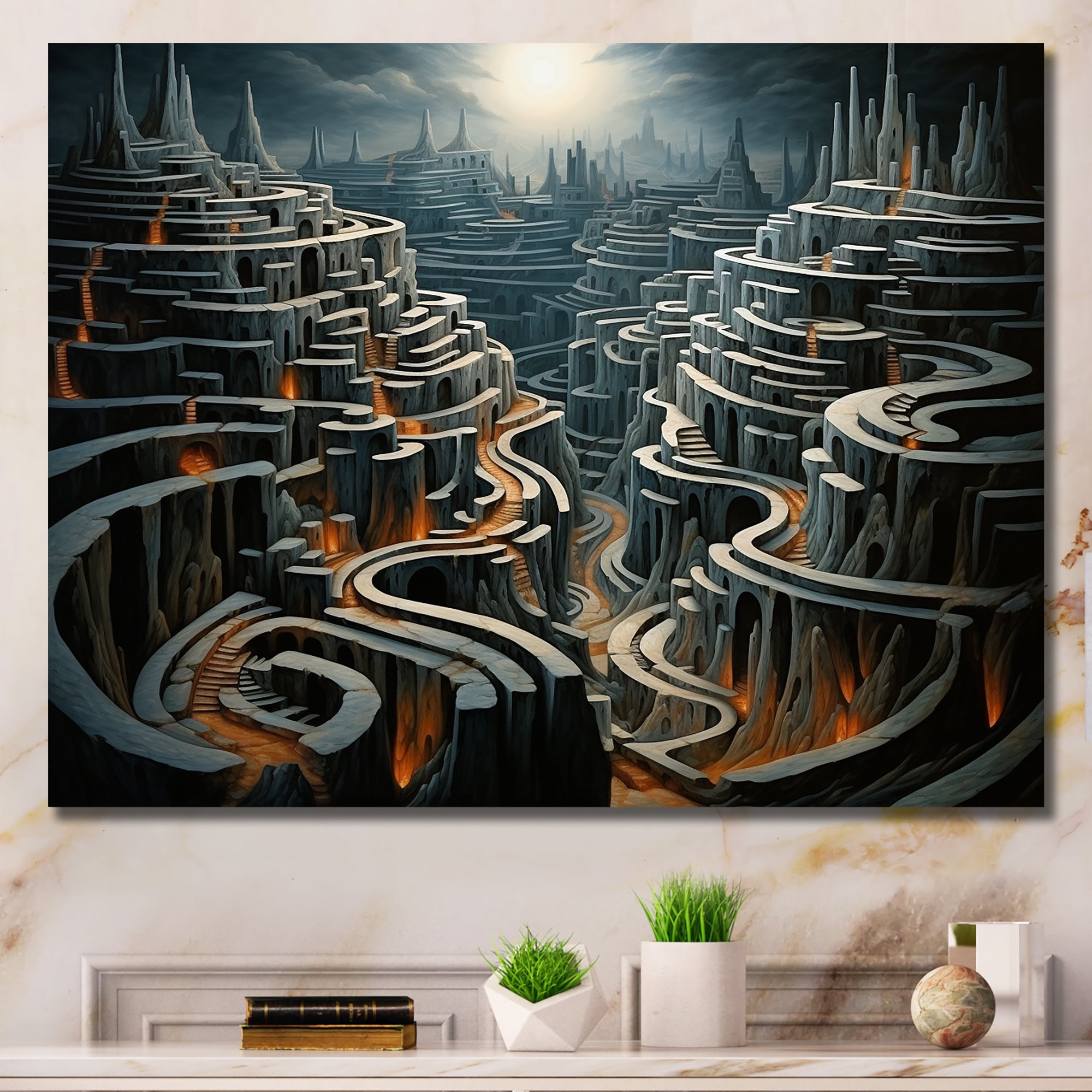 Designart "Surreal Maze Landscape Exploration I" Landscapes Wall Art ...