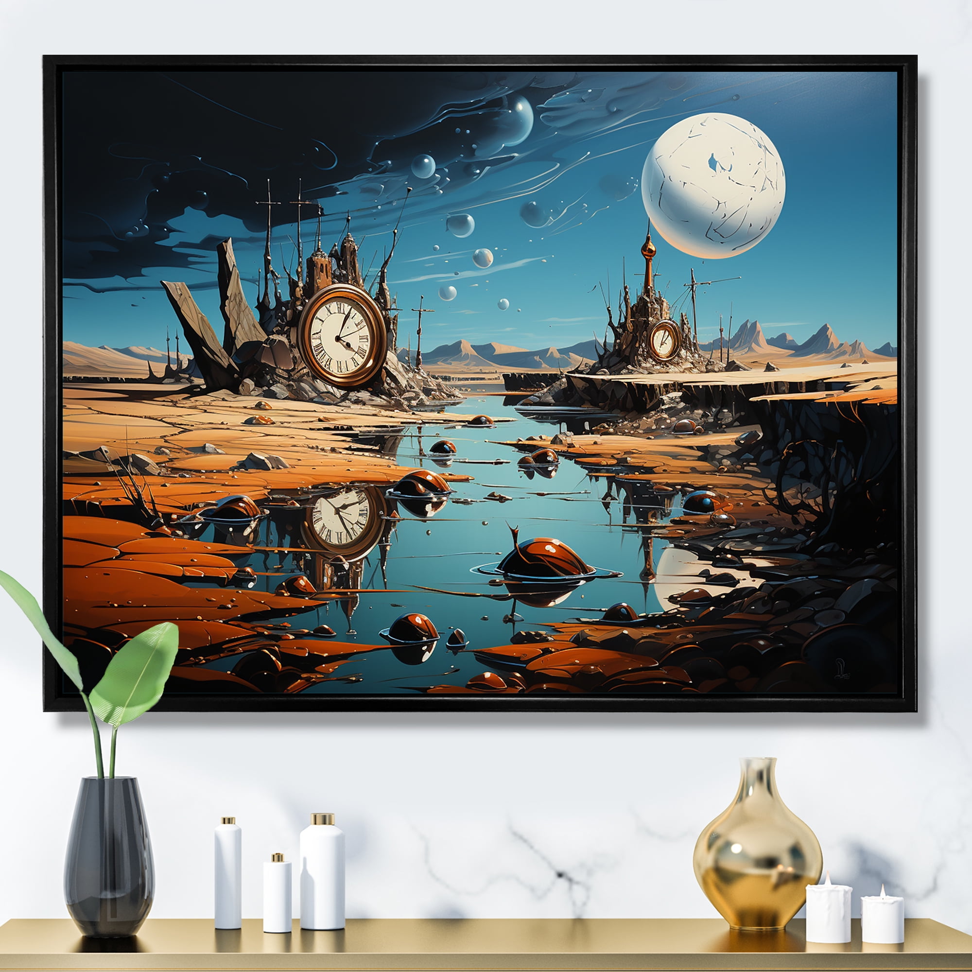 Designart "Surreal Persistence Dali's Art V" Landscapes Framed Wall Art ...