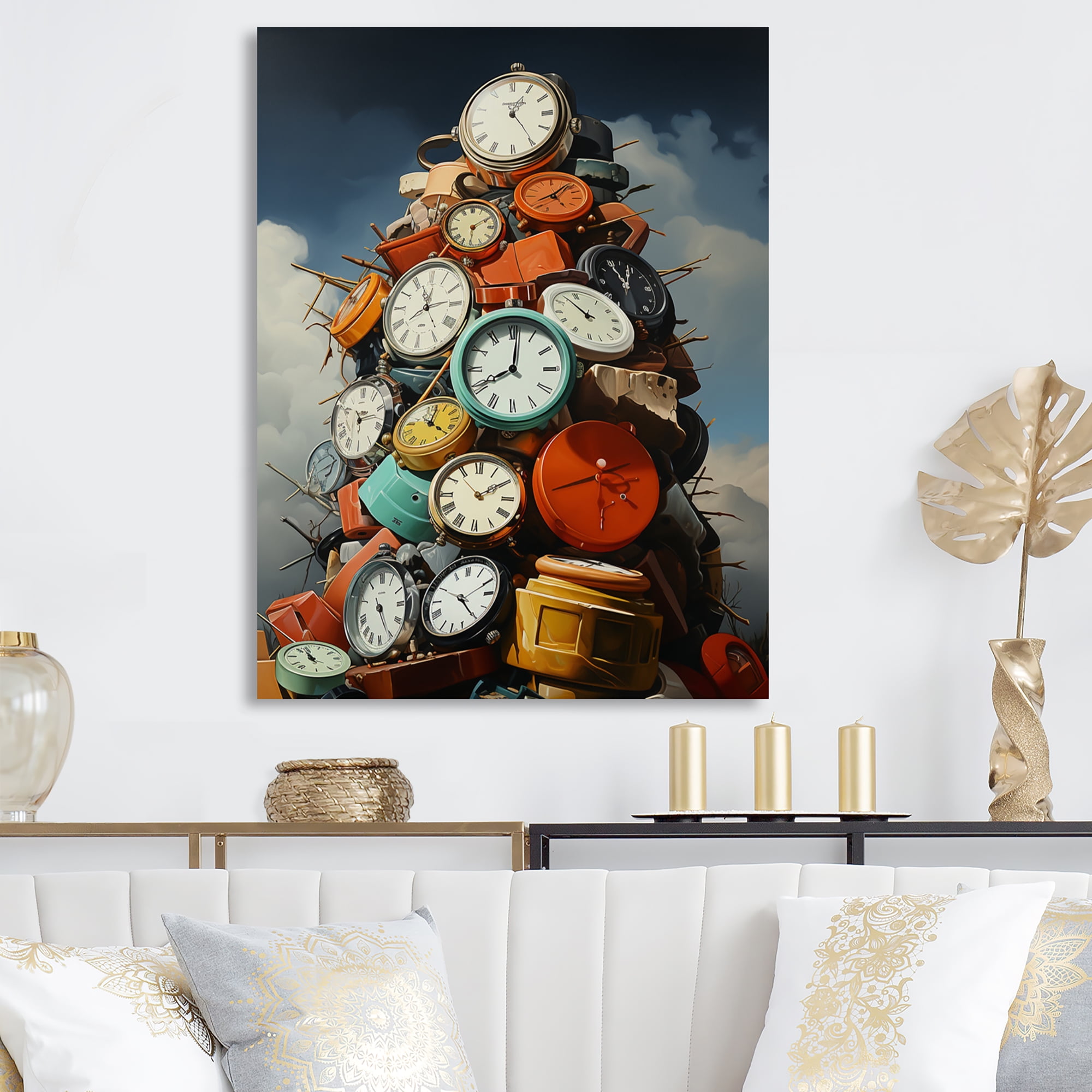 Designart "Surreal Watchtower A Timeless Vision" Watches Metal Wall ...
