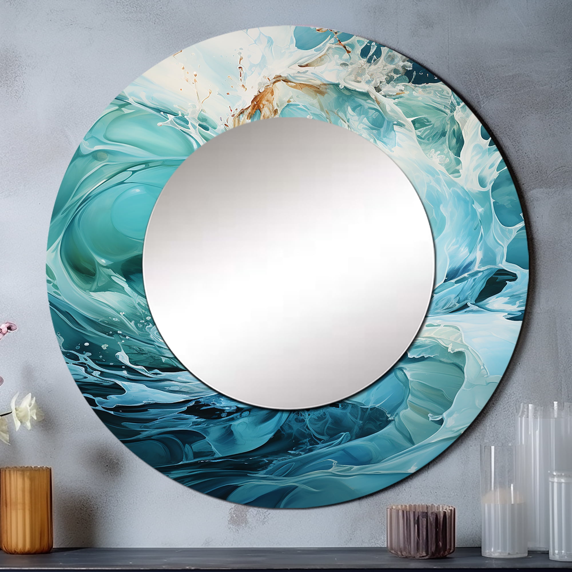 Designart "Swirling Serenity In Aqua Blue And White" Abstract Spirals ...