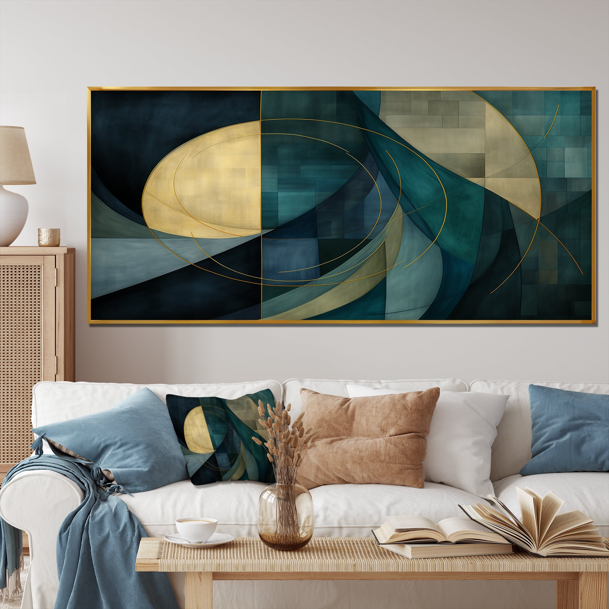 Designart "Swirls of Abstract Echoes II" Oversized Abstract Framed Wall ...