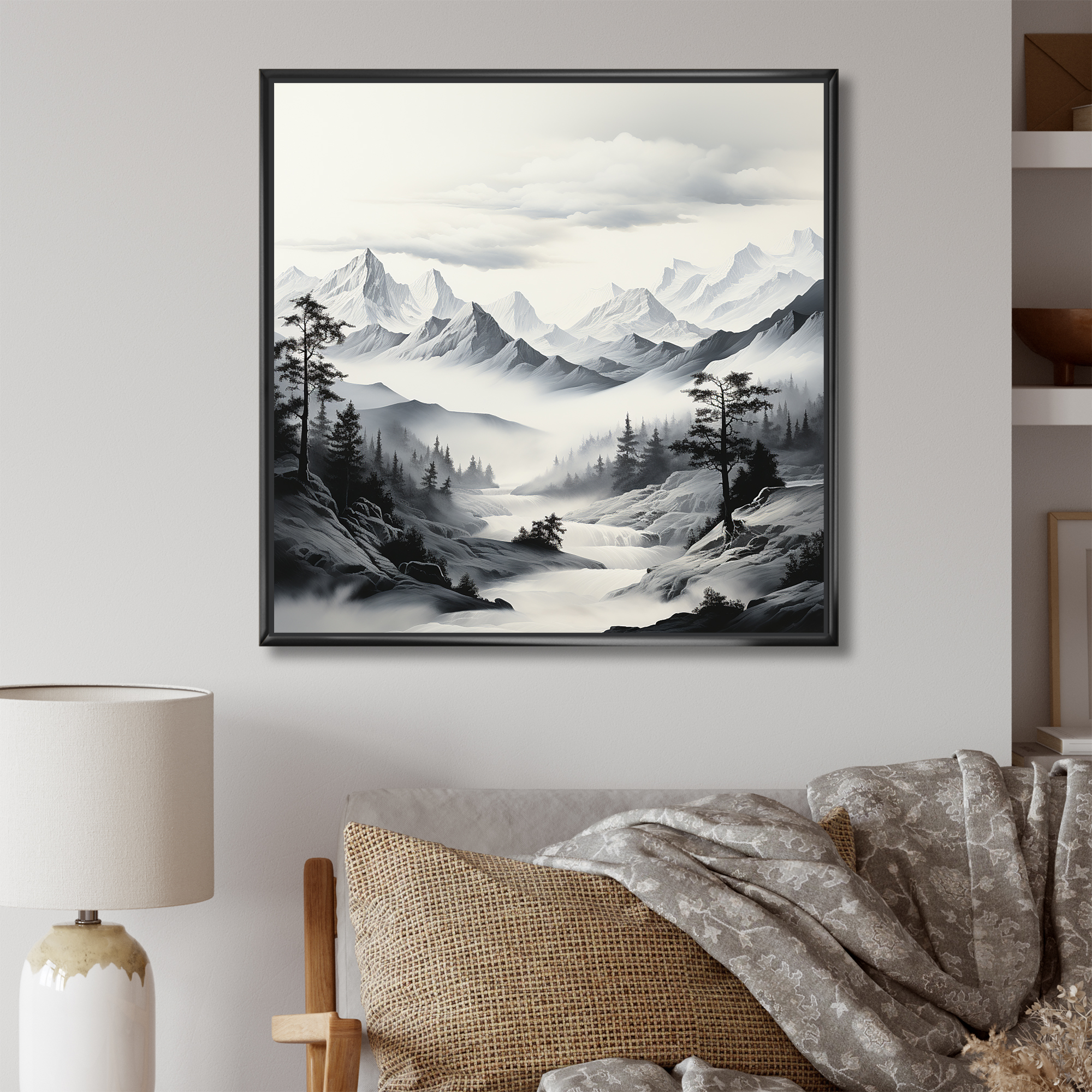 Designart "Swiss Peaks in Alpine Mountains" Food & Beverage Framed Wall ...