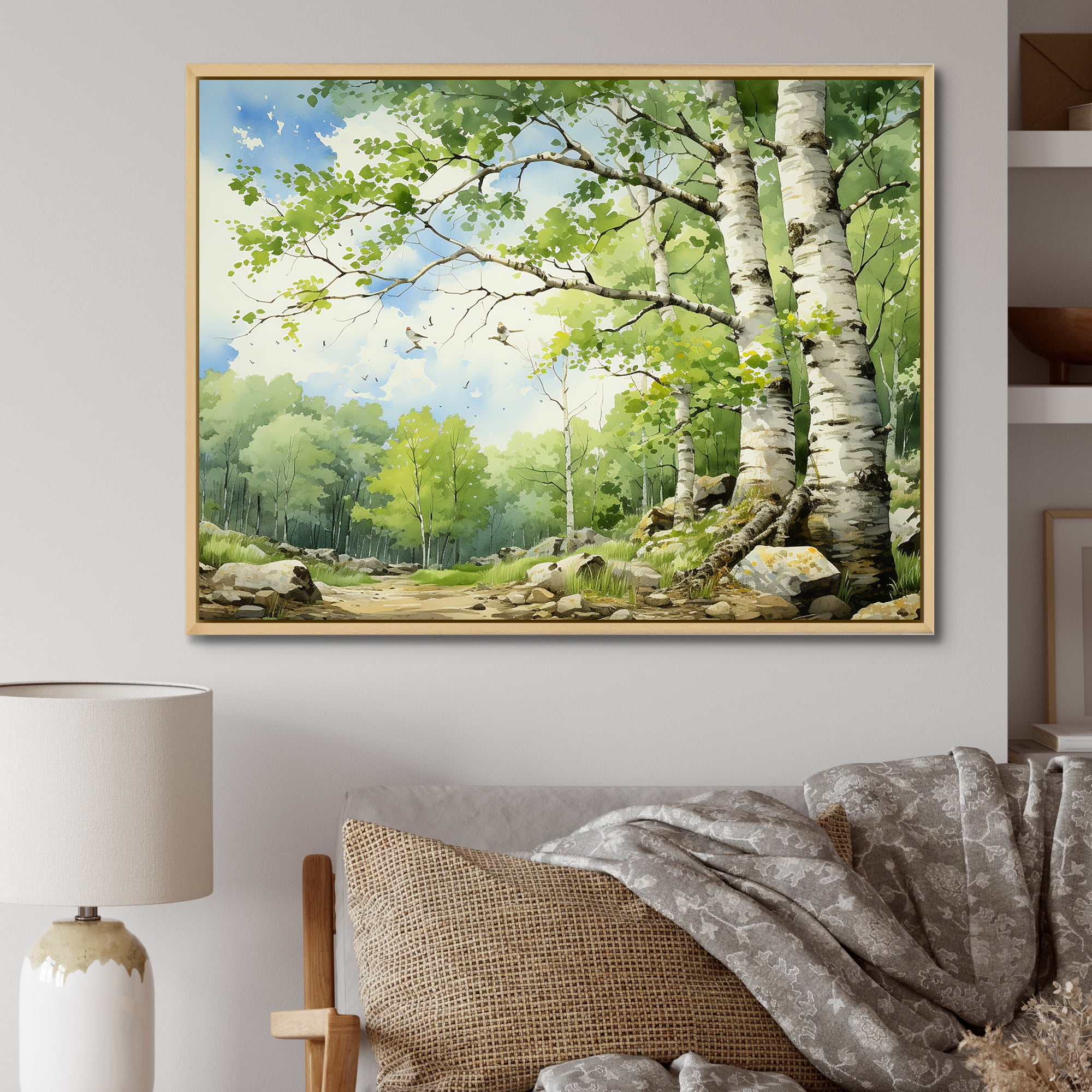 Designart "Sycamore Charm Tree" Tree Sycamore Floater Framed Wall Art ...