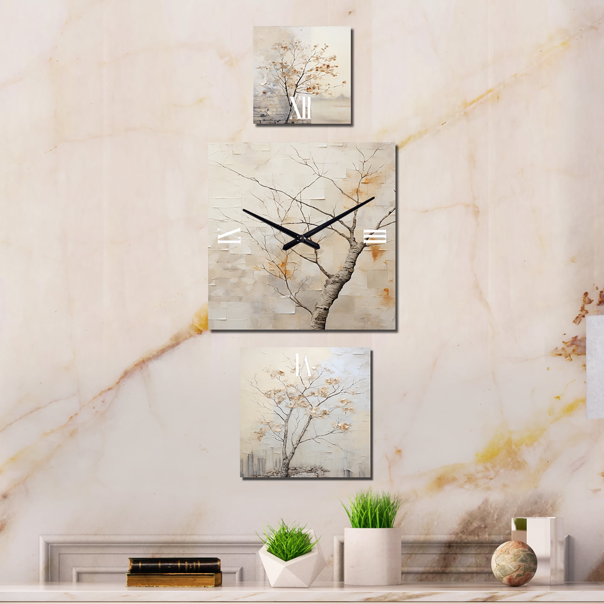 Designart "Sycamore in Minimalist Landscape" Trees Extra large Clock ...