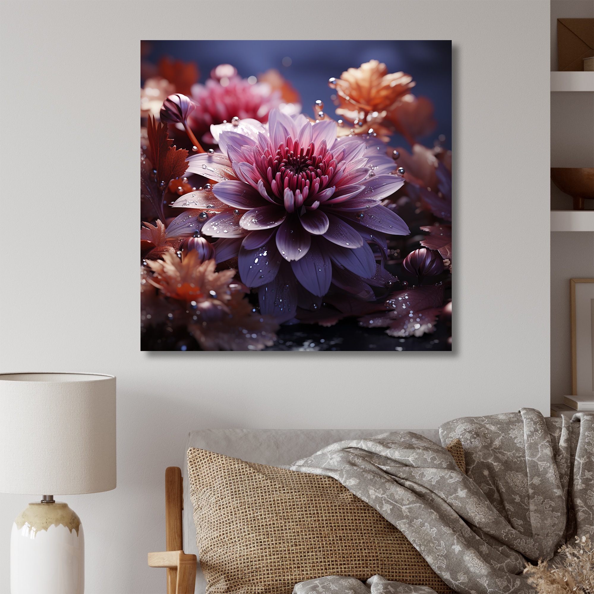 Designart "Symbolic Purple Blooms Of Zinnias" Zinnias Wall Art Living ...