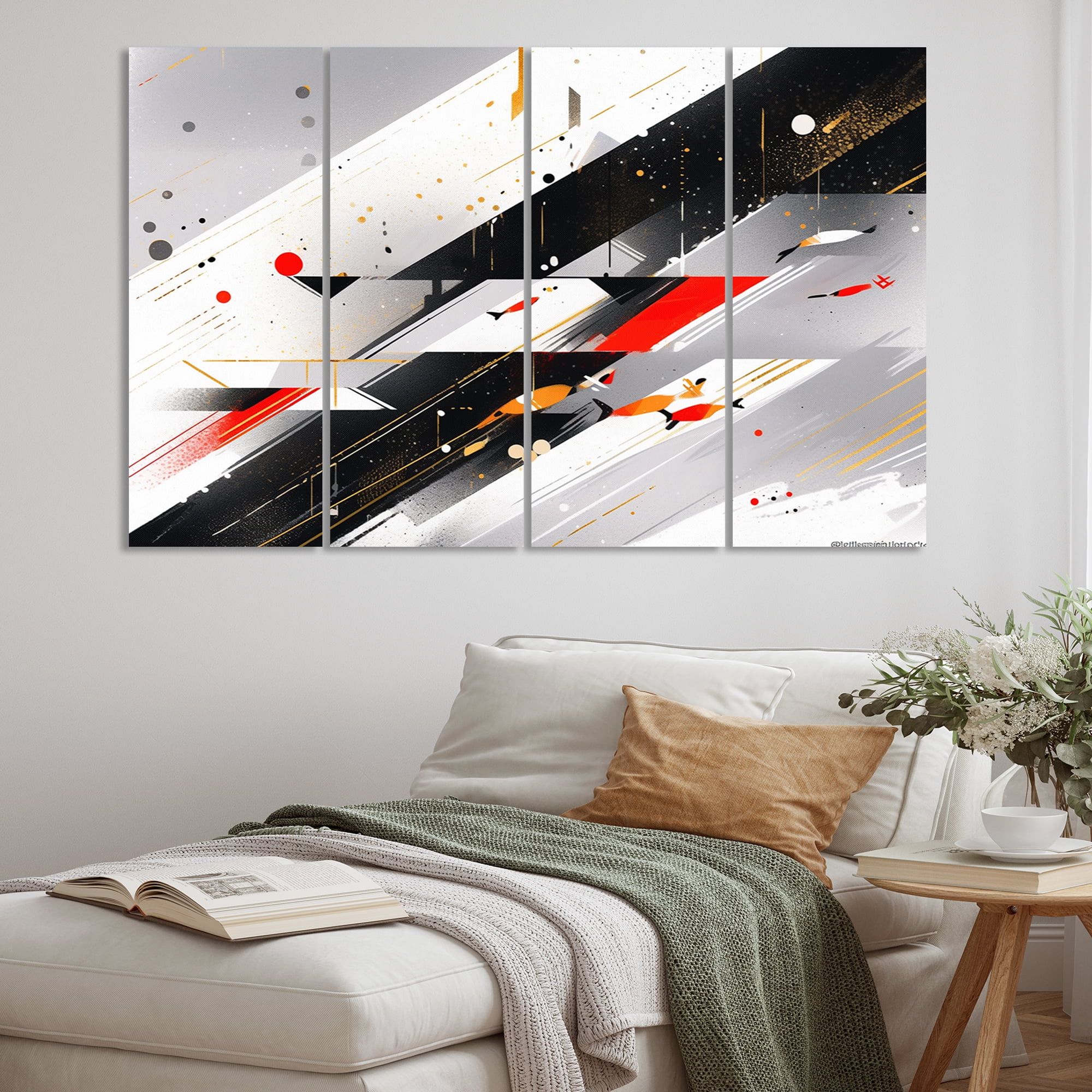 Designart "Symmetrical Stripes Multicolor Fusion I" Cubism Metal Wall ...