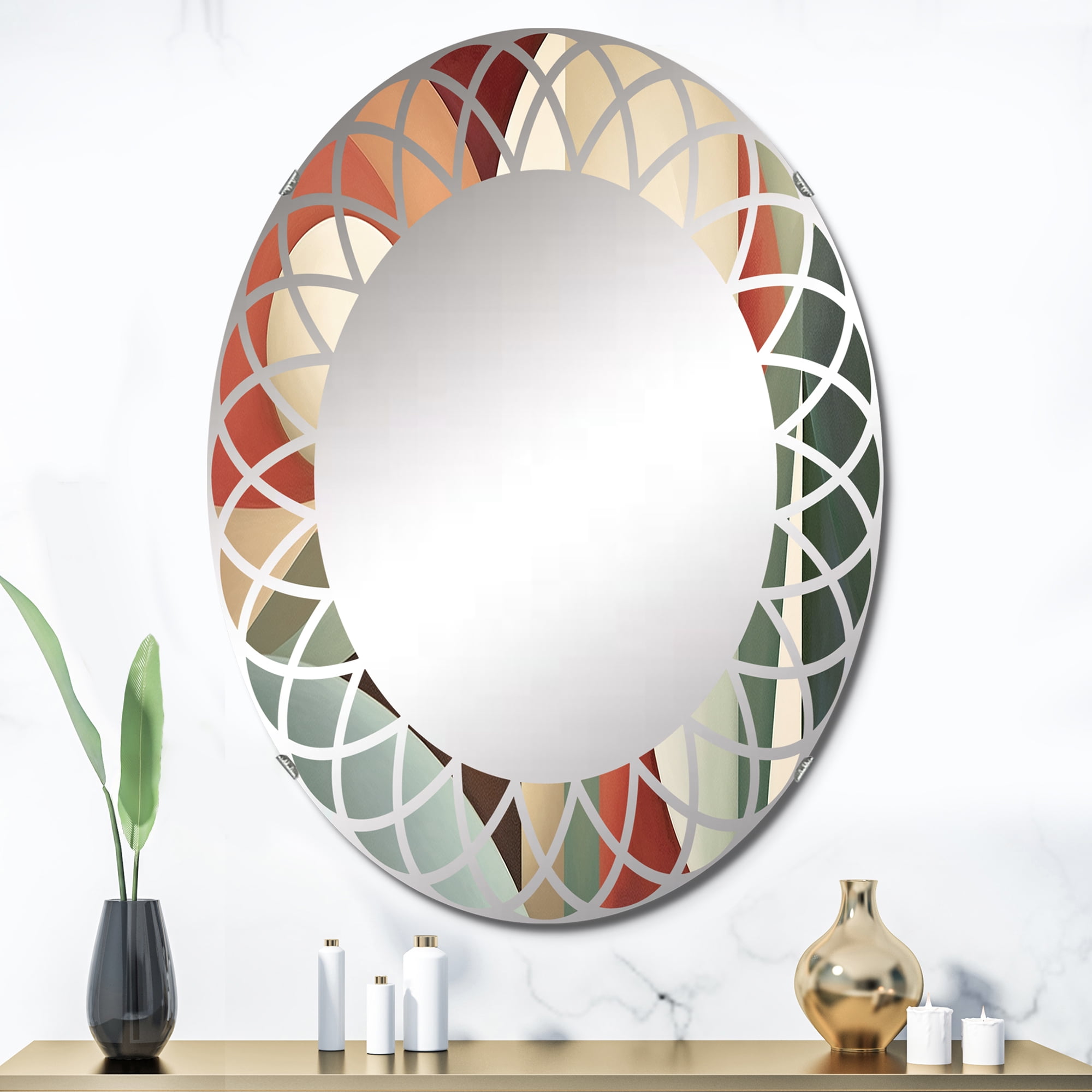 Designart "Symmetrical Visions Orange Green Harmony" Abstract Shapes ...