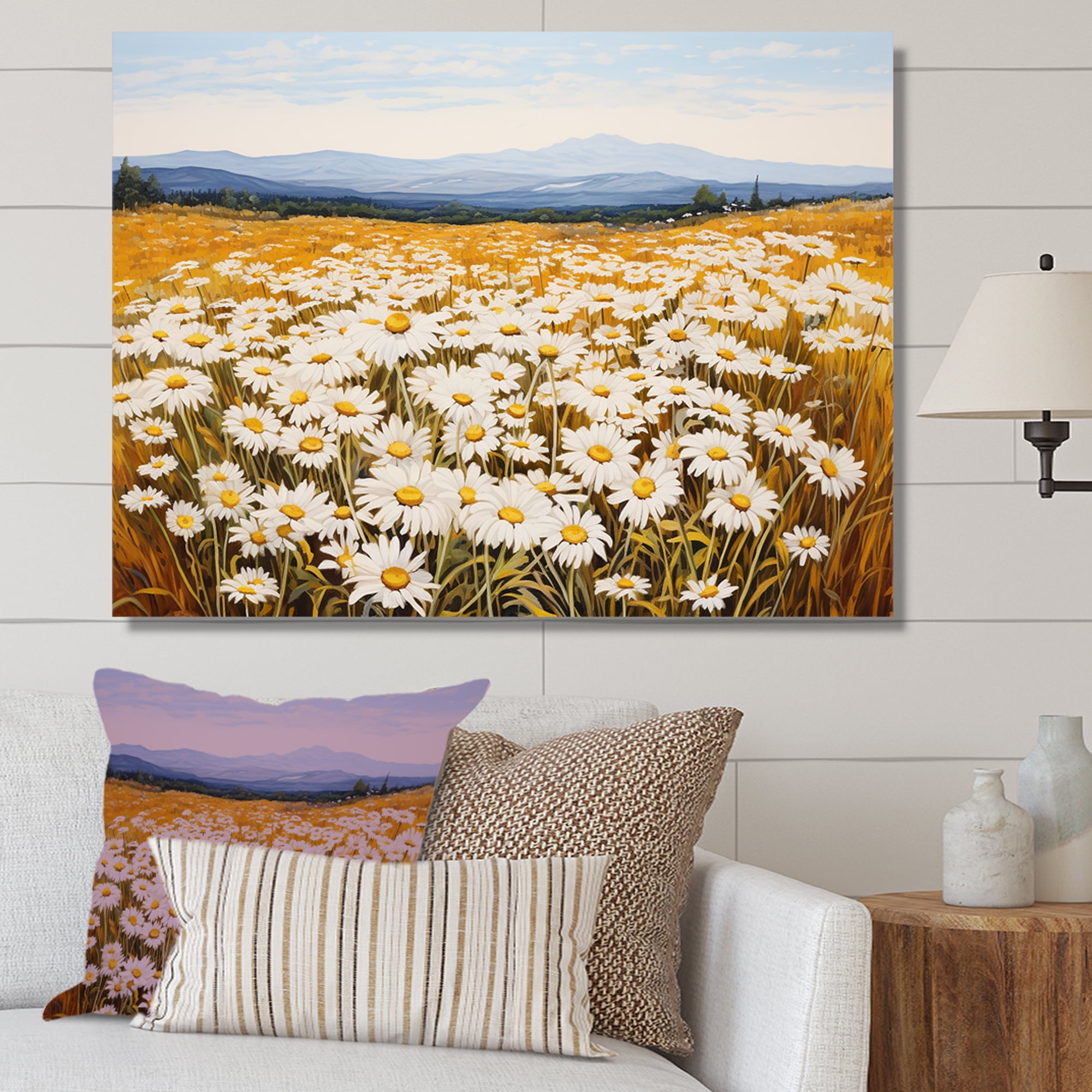Designart "Symphonic White Daisy Bloom In The Field" Daisies Wall Art ...