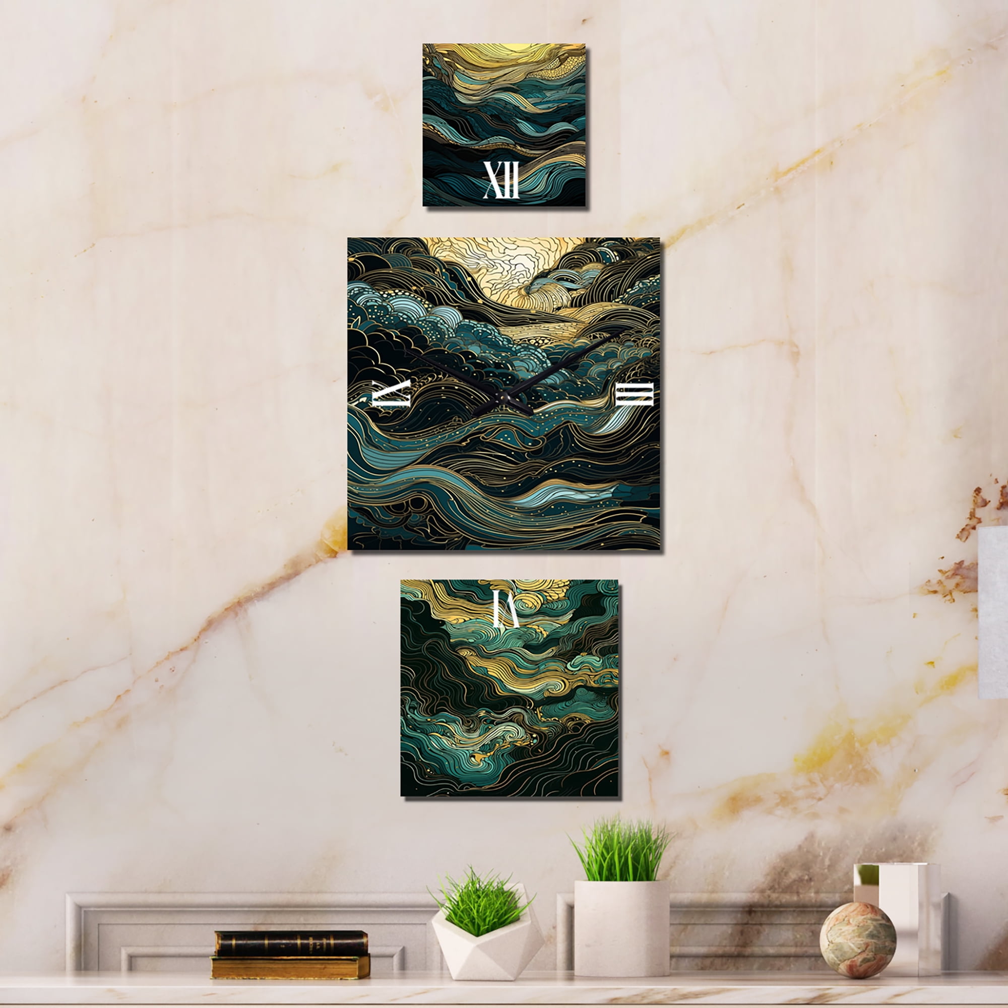 Designart "Symphony of Green Lines III" Minimalism Line Oversized ...