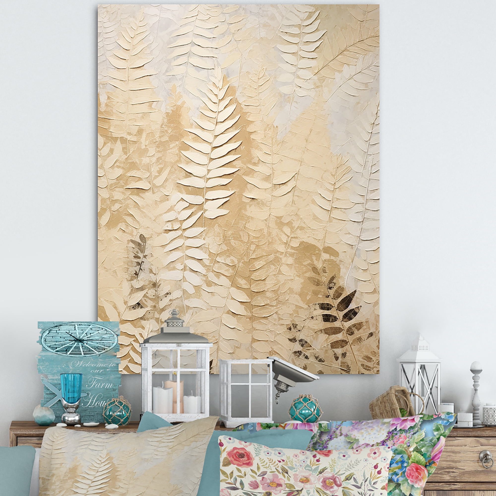 Designart "Symphony Of Golden Fronds V" Ferns Wall Decor - Walmart.com