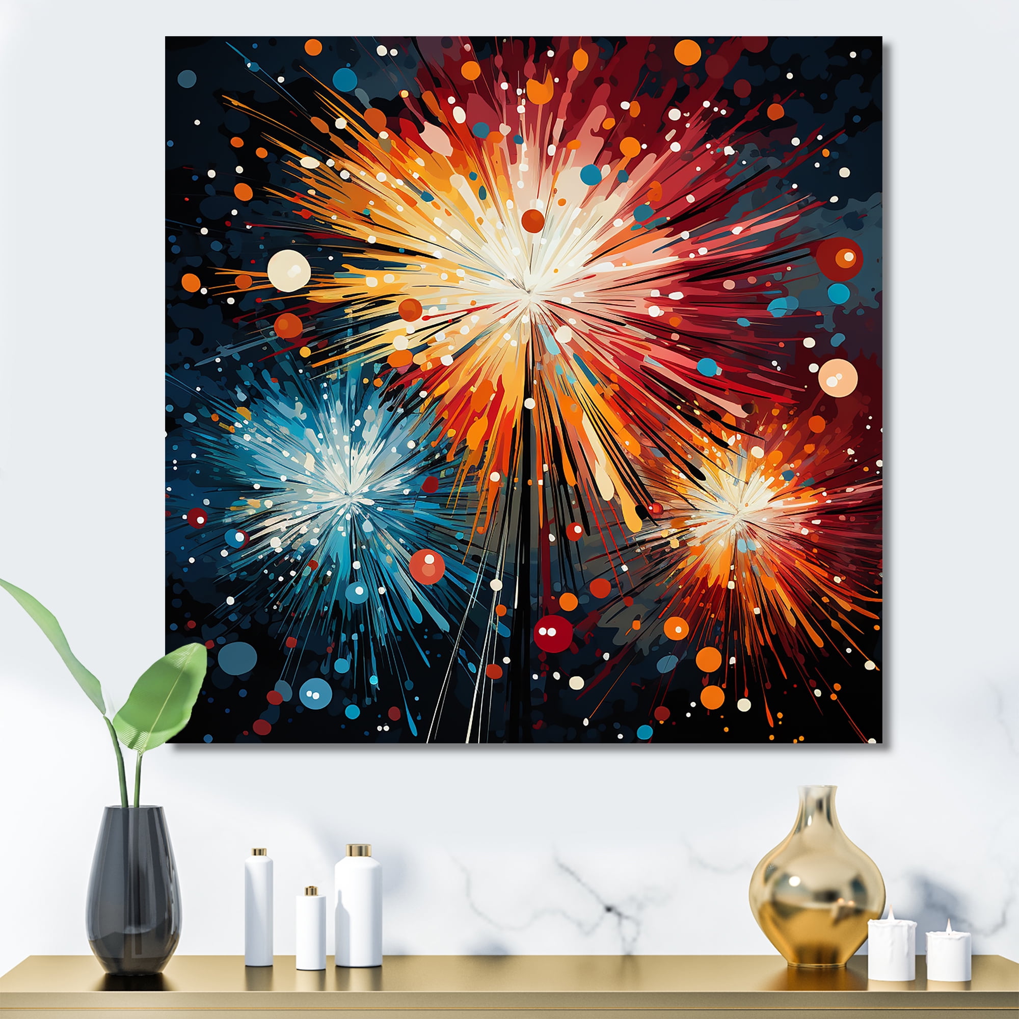 Designart "Symphony of Colorful Fireworks II" Fashion Wall Art - Modern ...