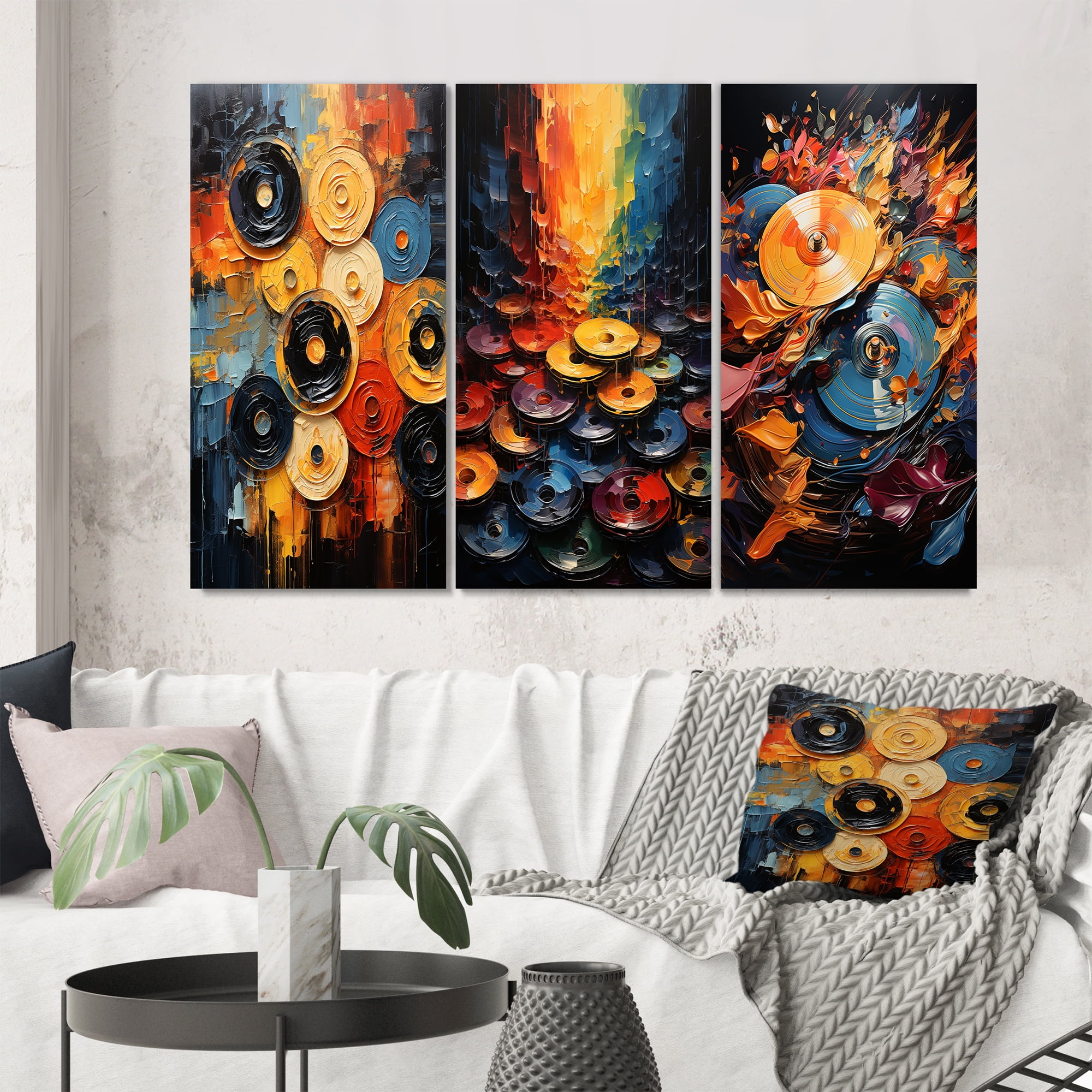 Designart "Symphony of Colors on Vinyl Records III" Music Wall Art Set ...