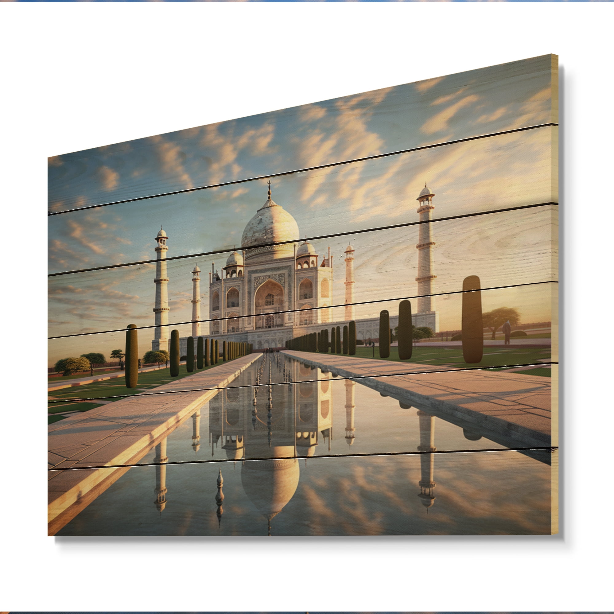 Designart "Taj Mahal Islam wall art I" Islamic Print on Natural Pine ...