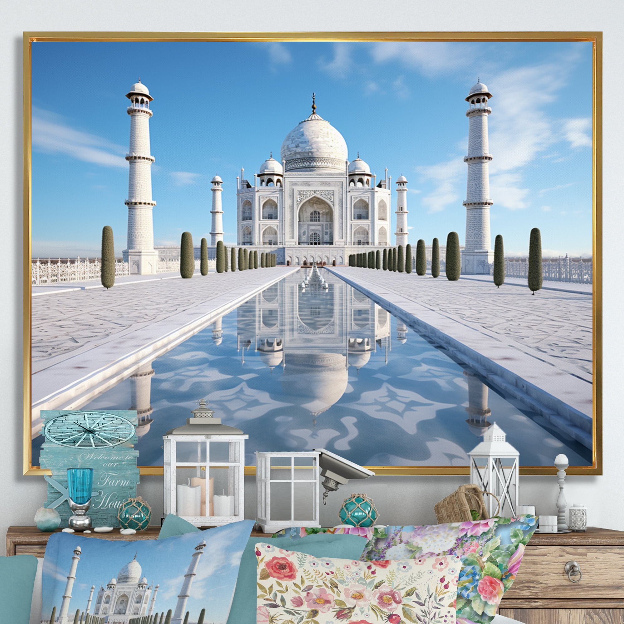 Designart "Taj Mahal Islam wall art II" Islamic Floater Framed Wall ...