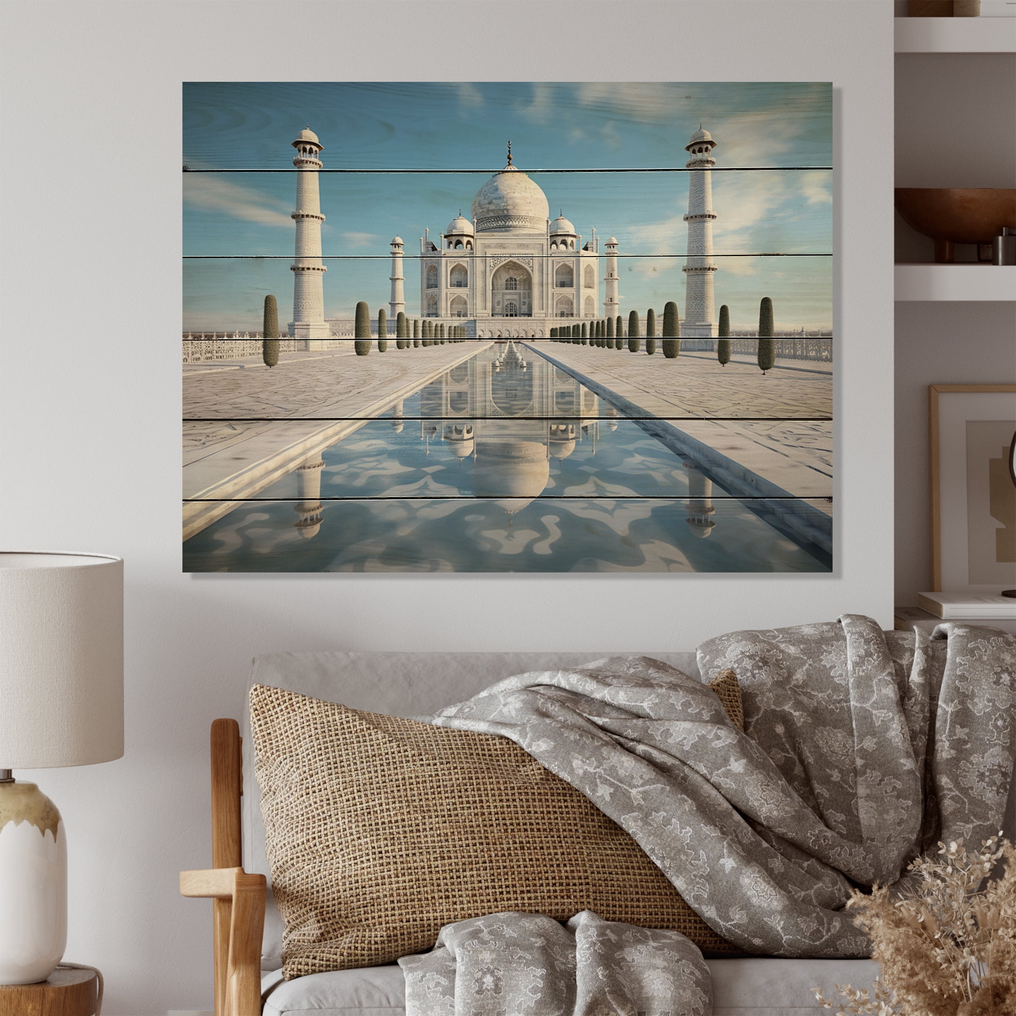 Designart "Taj Mahal Islam wall art II" Islamic Print on Natural Pine ...