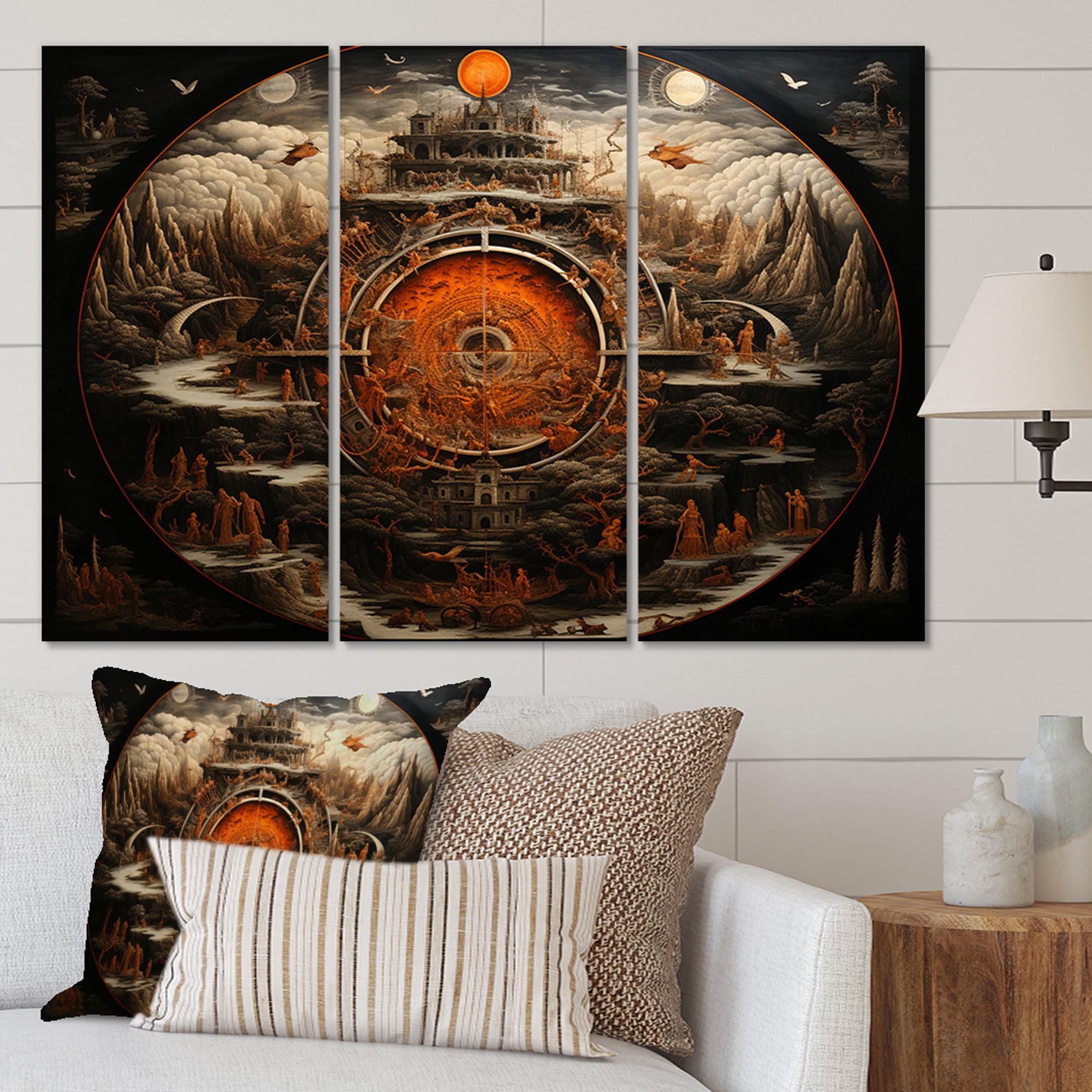 Designart "Tangerine Cream Dharma Cycle Of Existence" Spiritual Art ...