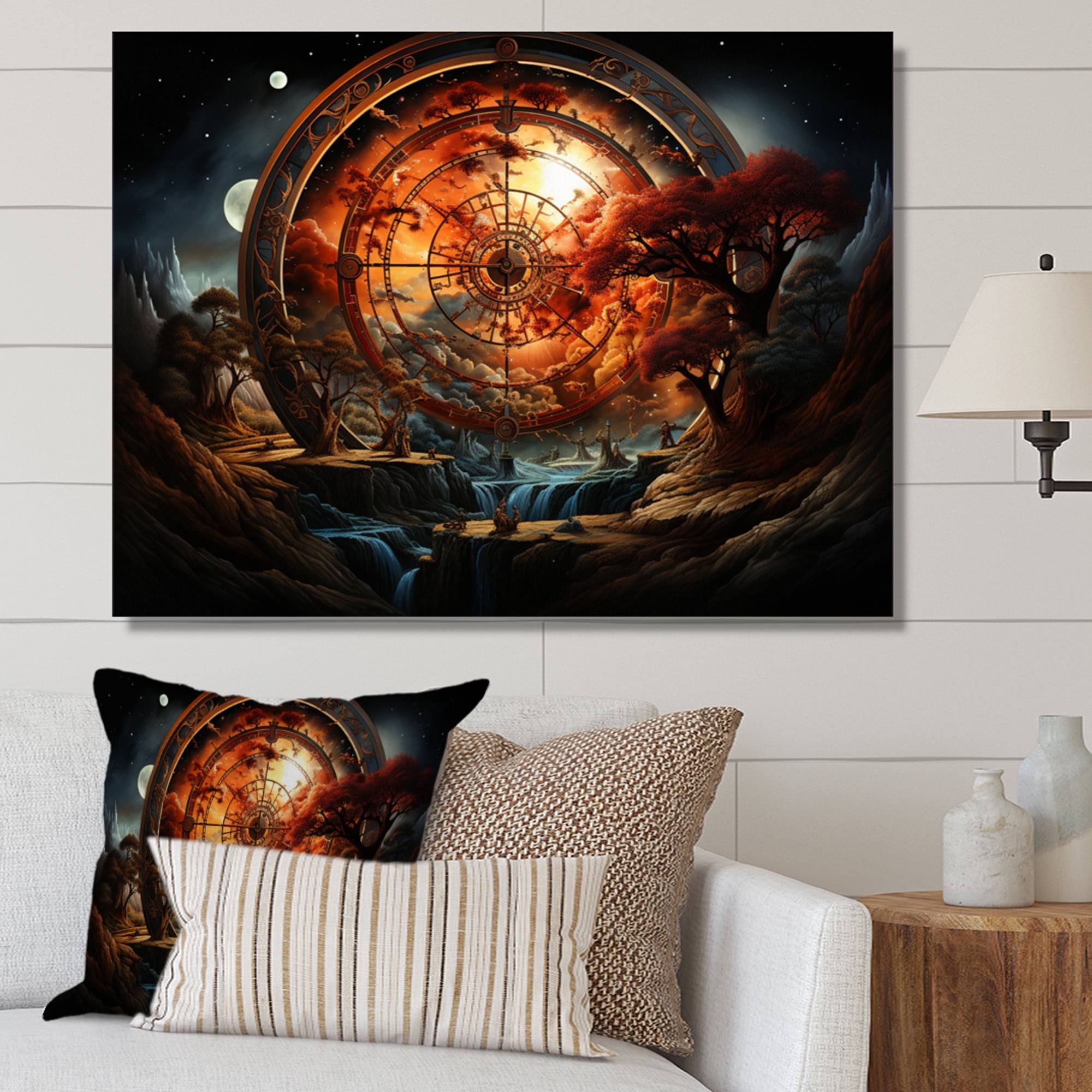 Designart "Tangerine Dharma Craft Cycle Of" Spiritual Wall Art Living ...